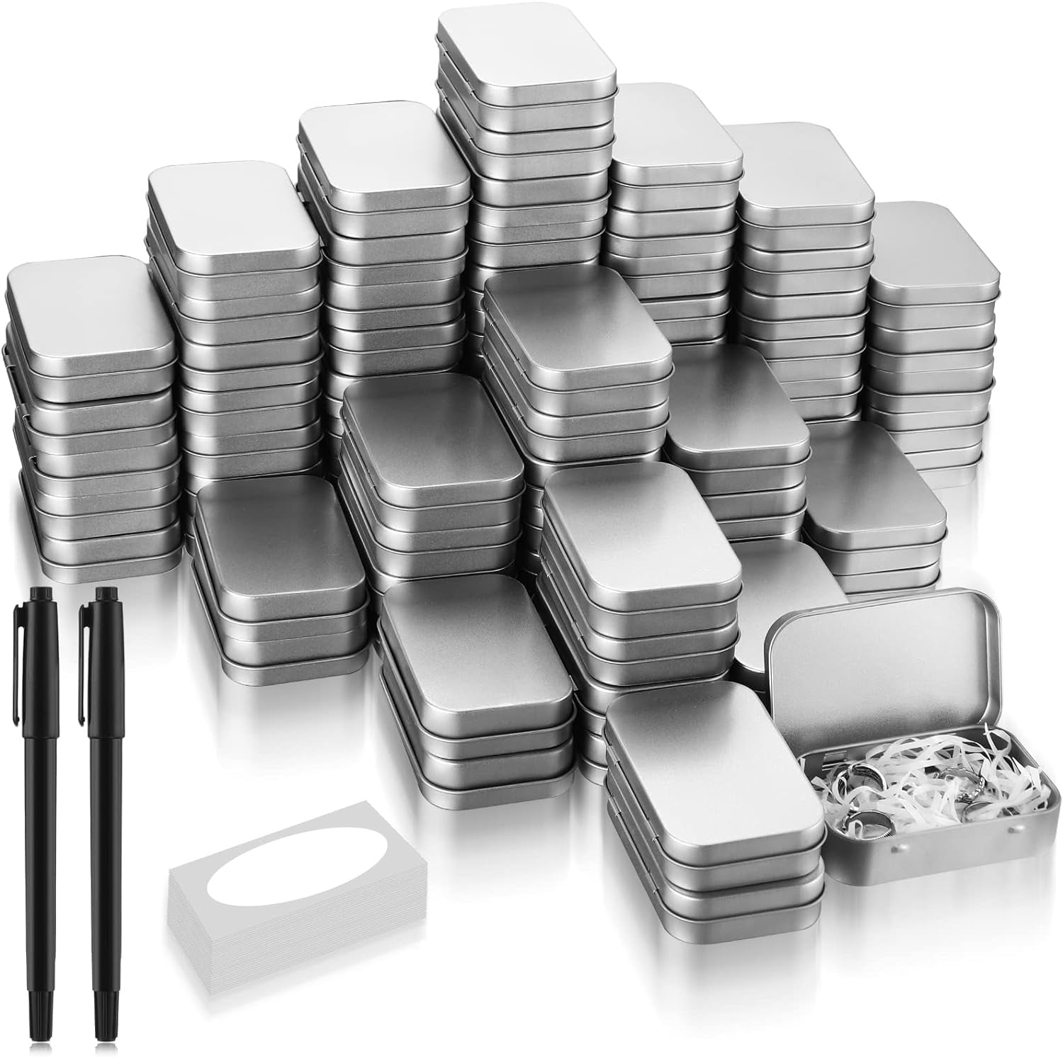 162 Pcs Metal Tins Empty Rectangular Storage Container Kit Includes 80 ...