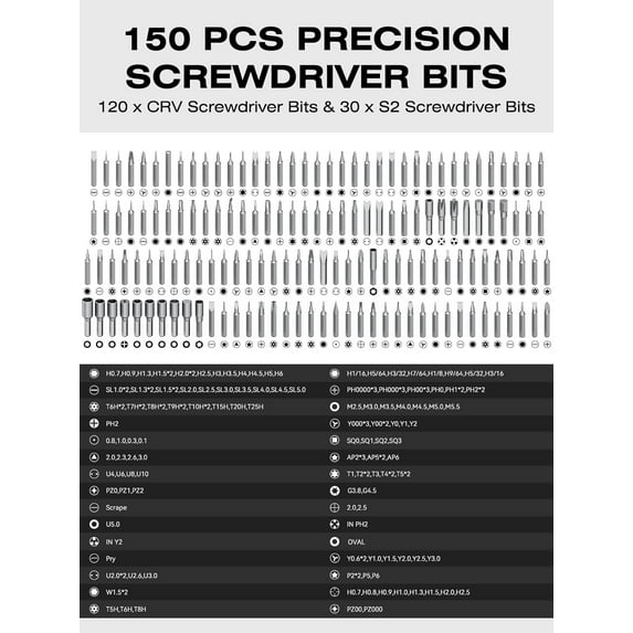162-in-1 Mini Electric Screwdriver Set, SMOOTHARMOR Precision Cordless ...