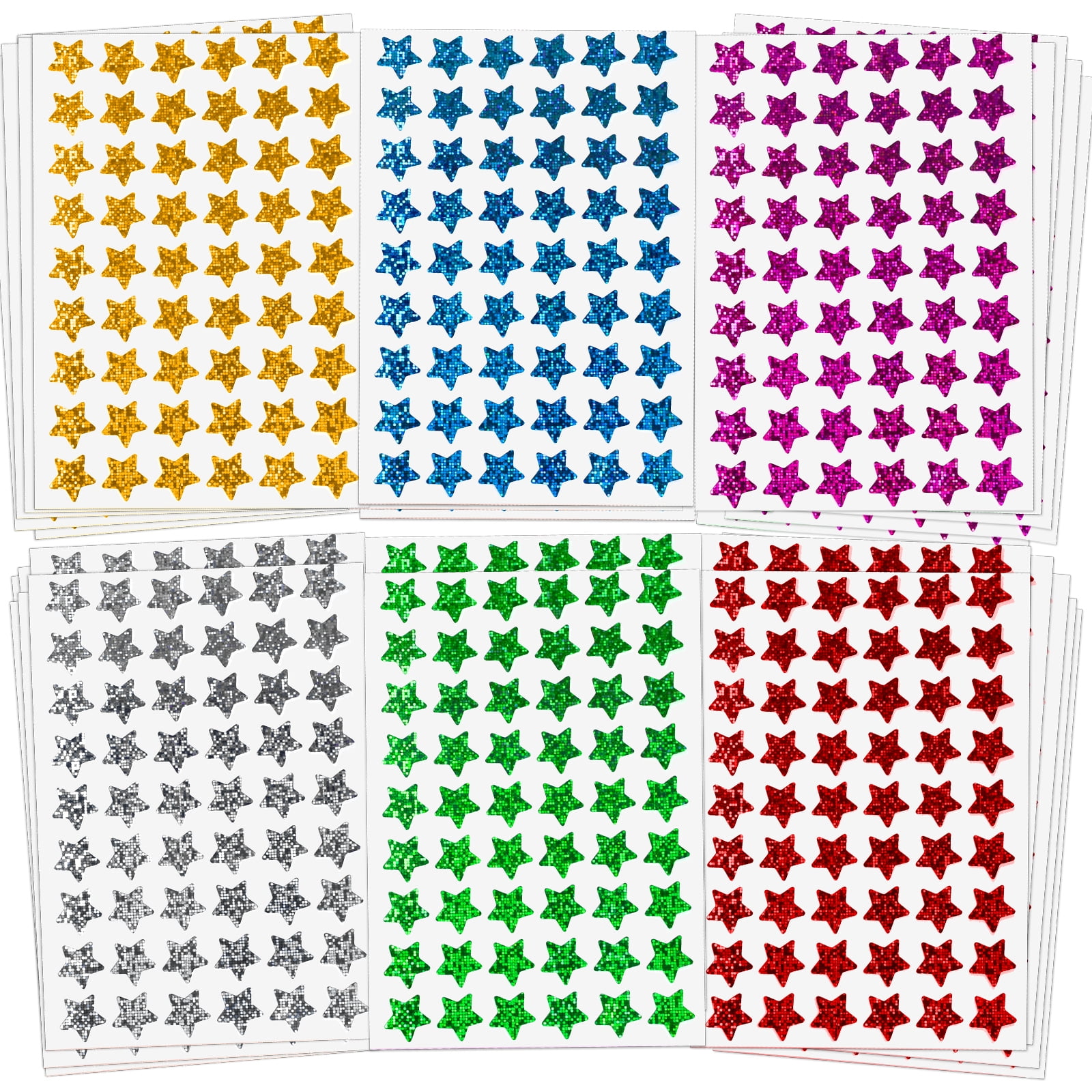1620 Pack, 6 Colors, Holographic Small Star Stickers for Kids Reward ...