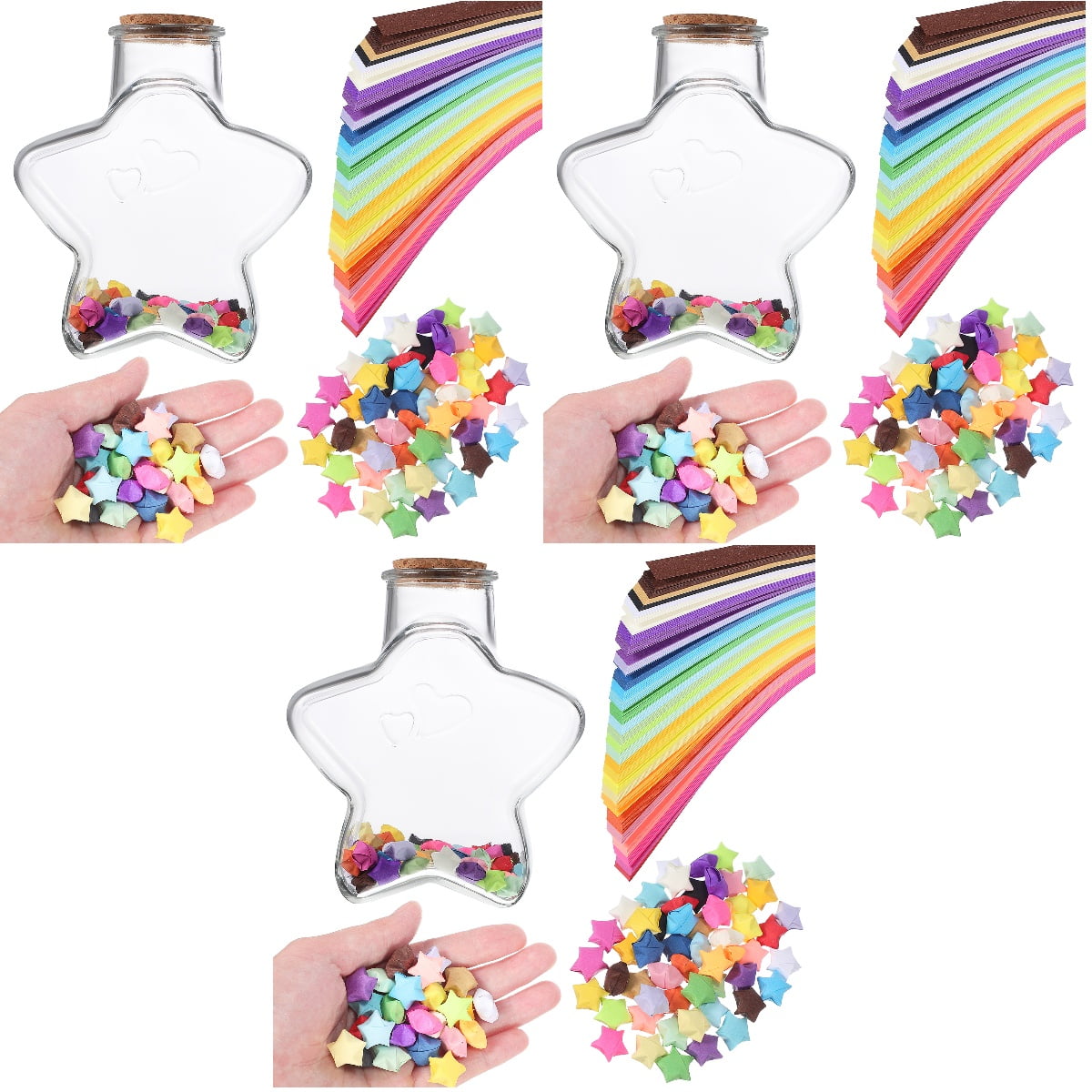 1620 Sheets Origami Star Strips Colorful Origami Lucky Paper with Glass ...