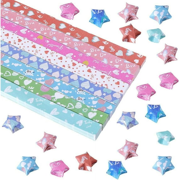1620Pcs 8 Styles Heart Origami Star Paper Folding Stars Lucky Colorful ...
