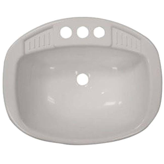 16270PWA 17 x 20 in. Poly Oval Lavatory Single RV Bathroom Sink, White ...