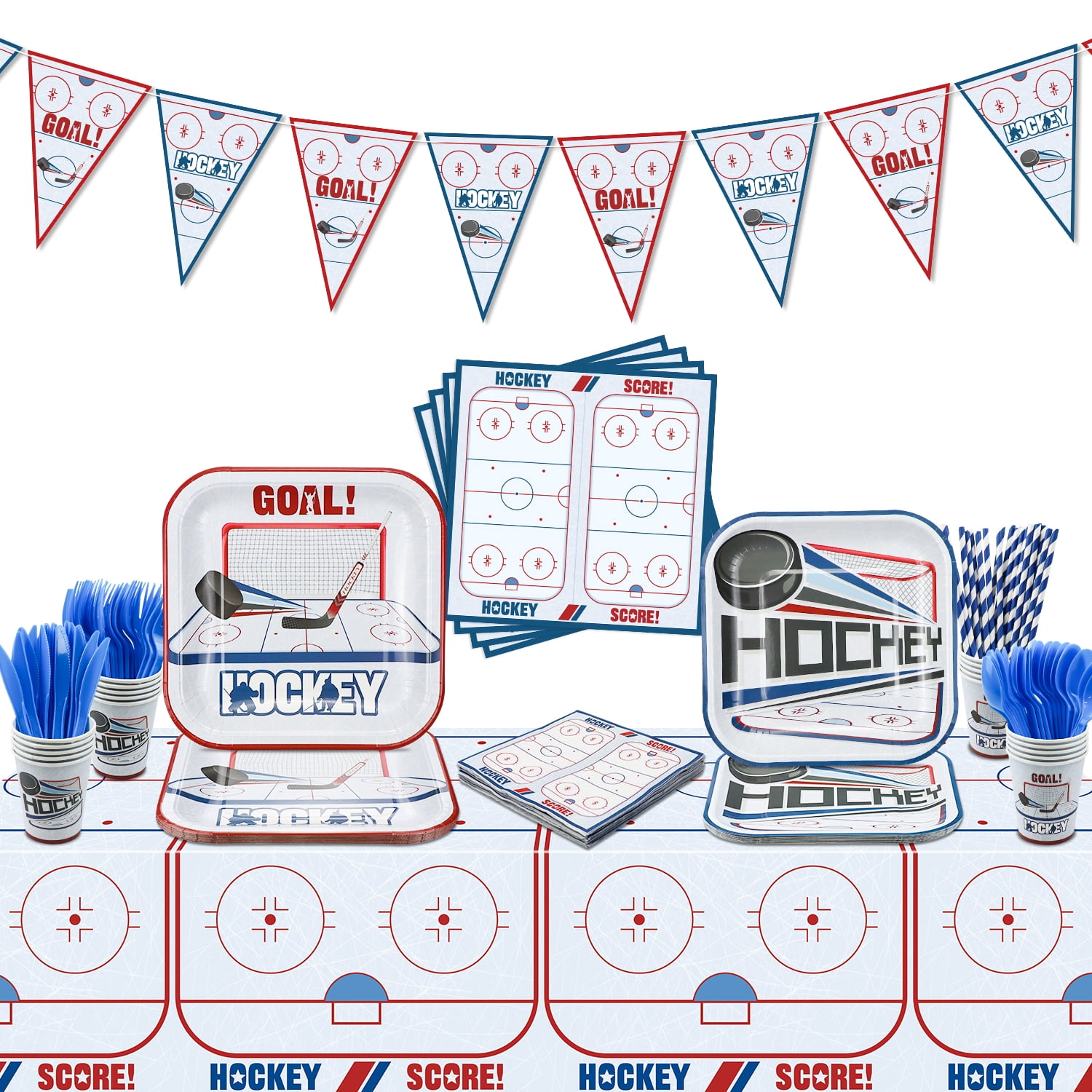 162Pcs Hockey Party Decorations - Cute Hockey Birthday Decorations ...