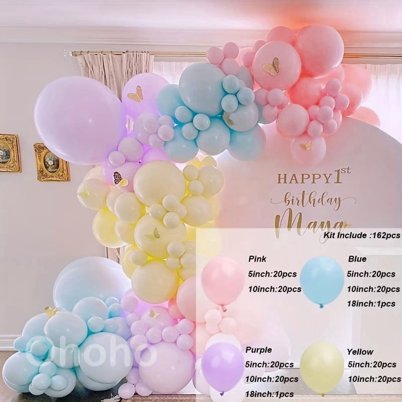 162pcs Rainbow Pastel Balloon Arch Garland Kit - Perfect for 1st ...