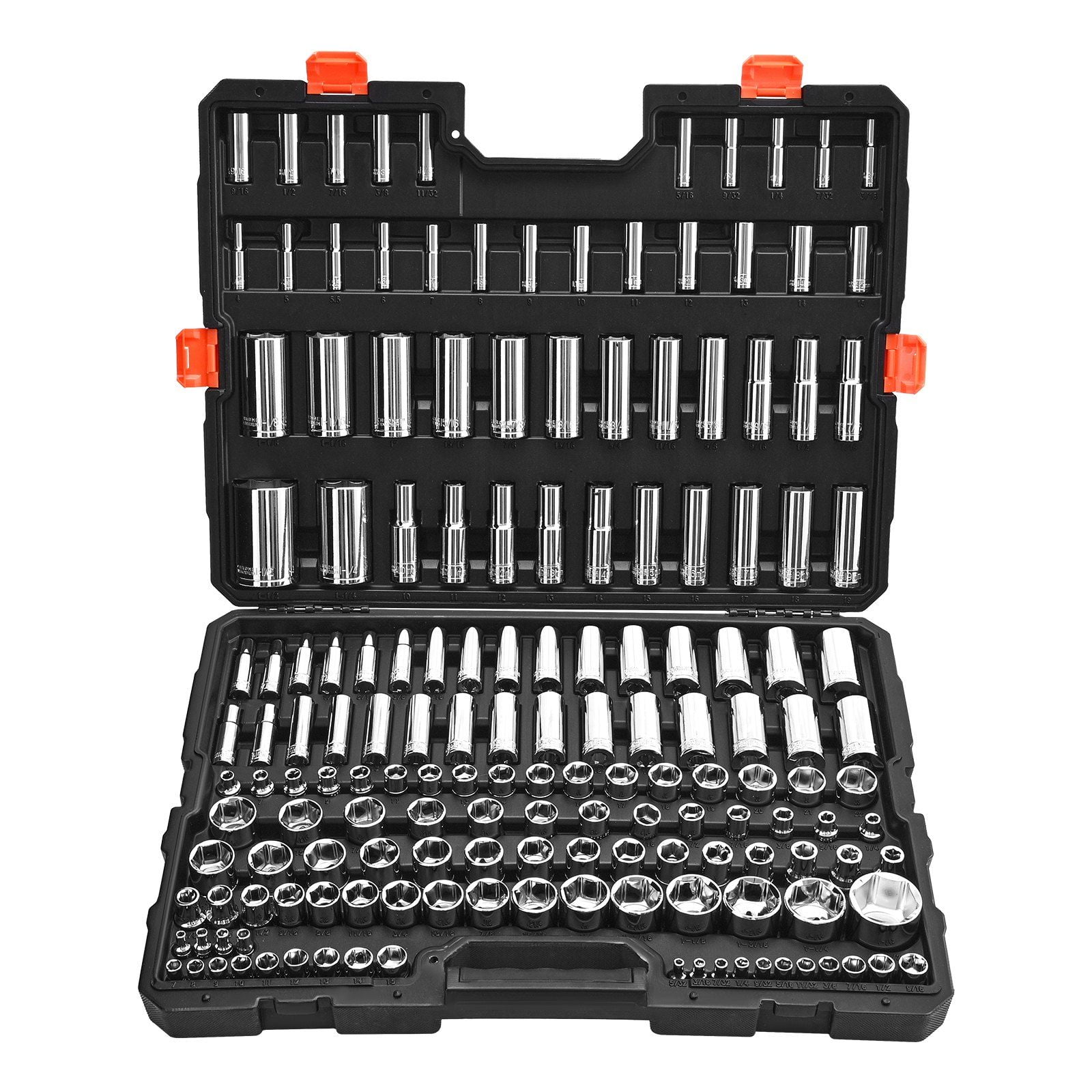 163-Piece Chrome Socket Set, 1/2, 3/8 & 1/4 Inch Drive, Complete SAE ...