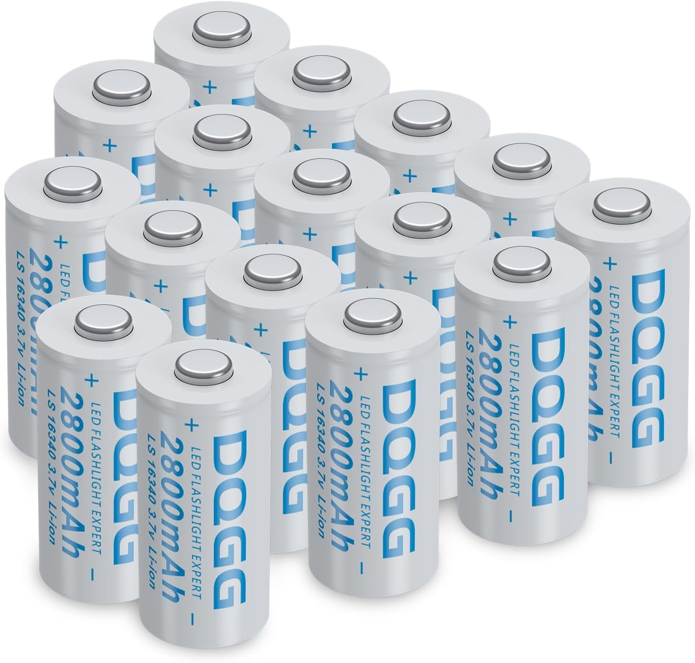 16340 Rechargeable Battery 3.7V Li-iom Batteries 2800mAh Button Top 16 ...