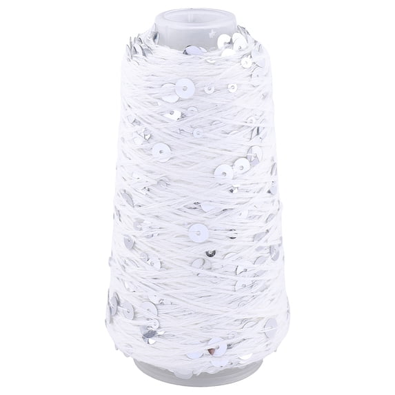 164.04 Yards White Sequin Woven Thread Shimmering Crochet Cotton ...