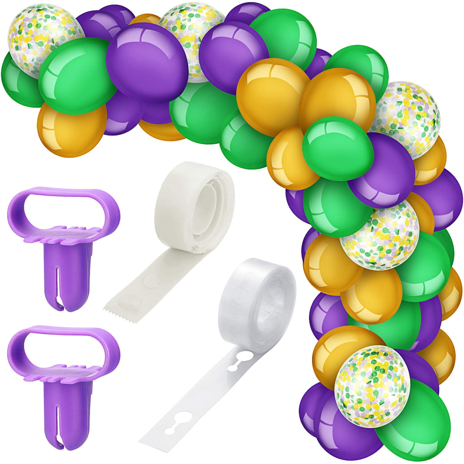 164 Pieces Mardi Gras STF9 Balloons Arch Kit, Purple Green Gold Latex ...