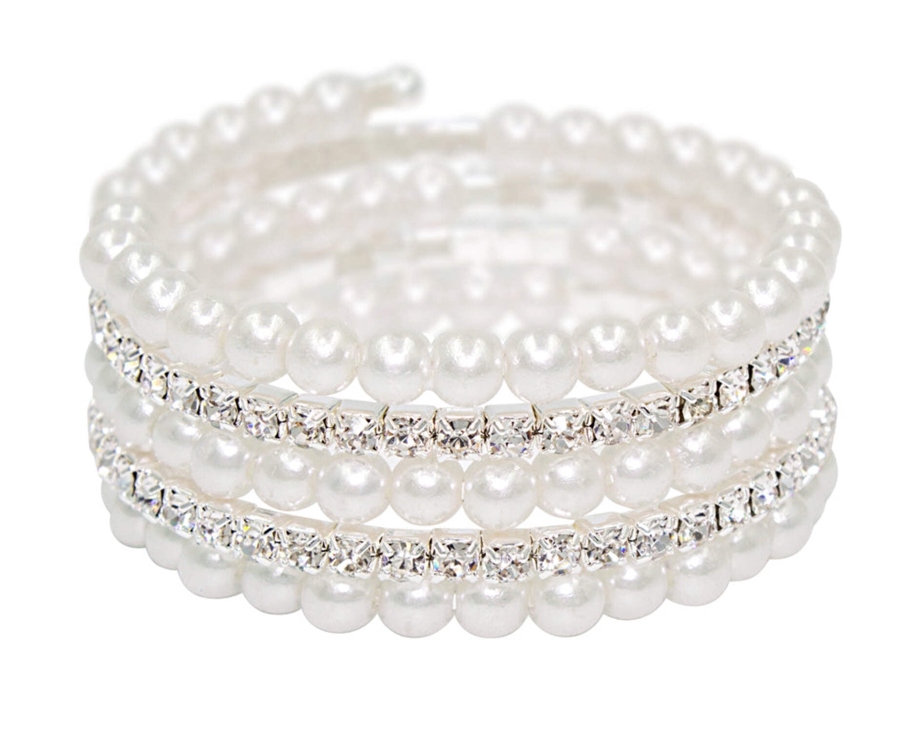 #16465 Pearl and Rhinestone Memory Coil Wrap Coil Bracelet - Walmart.com