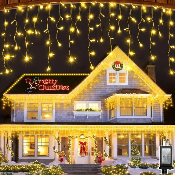 164FT 1620 Outdoor Christmas Lights - 360 Ice Drops, 12 Modes with ...