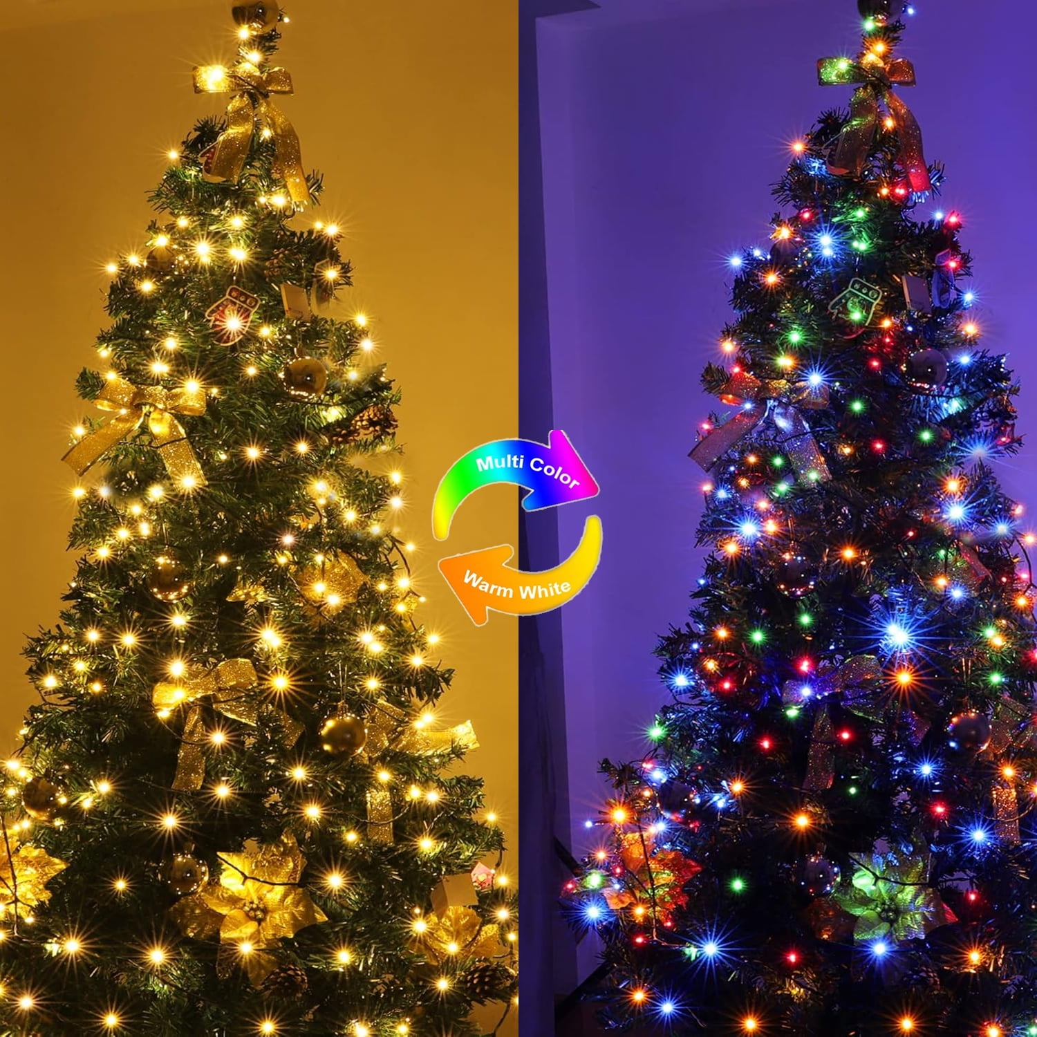 164FT Christmas String Lights,500 LED Mixed Colors or Warm White Color ...