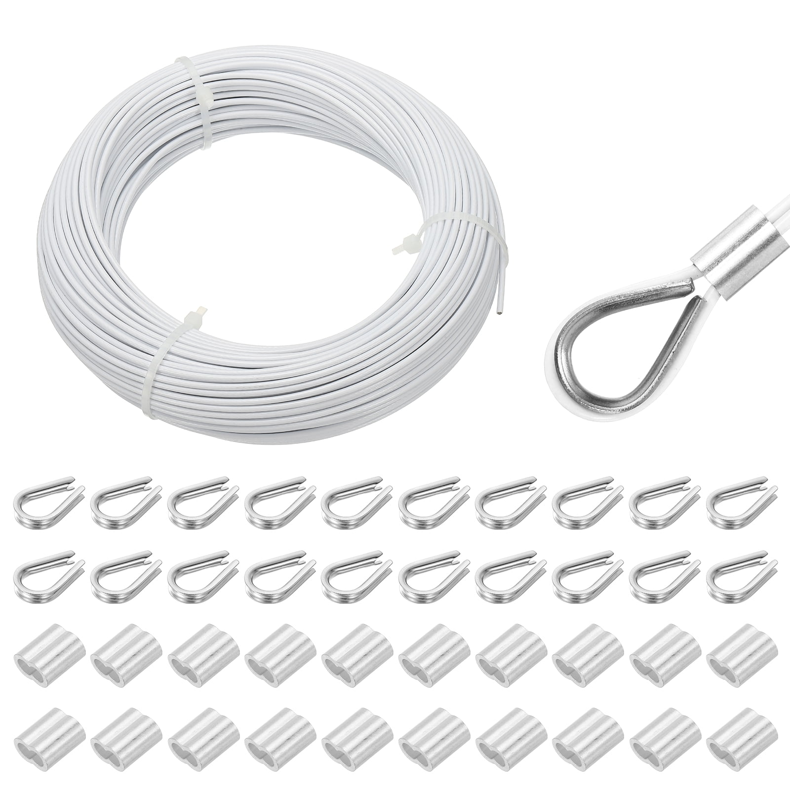 164Ft(50M) Wire Rope 304 Stainless Steel Cable 1/12"(2mm) Vinyl Coated ...