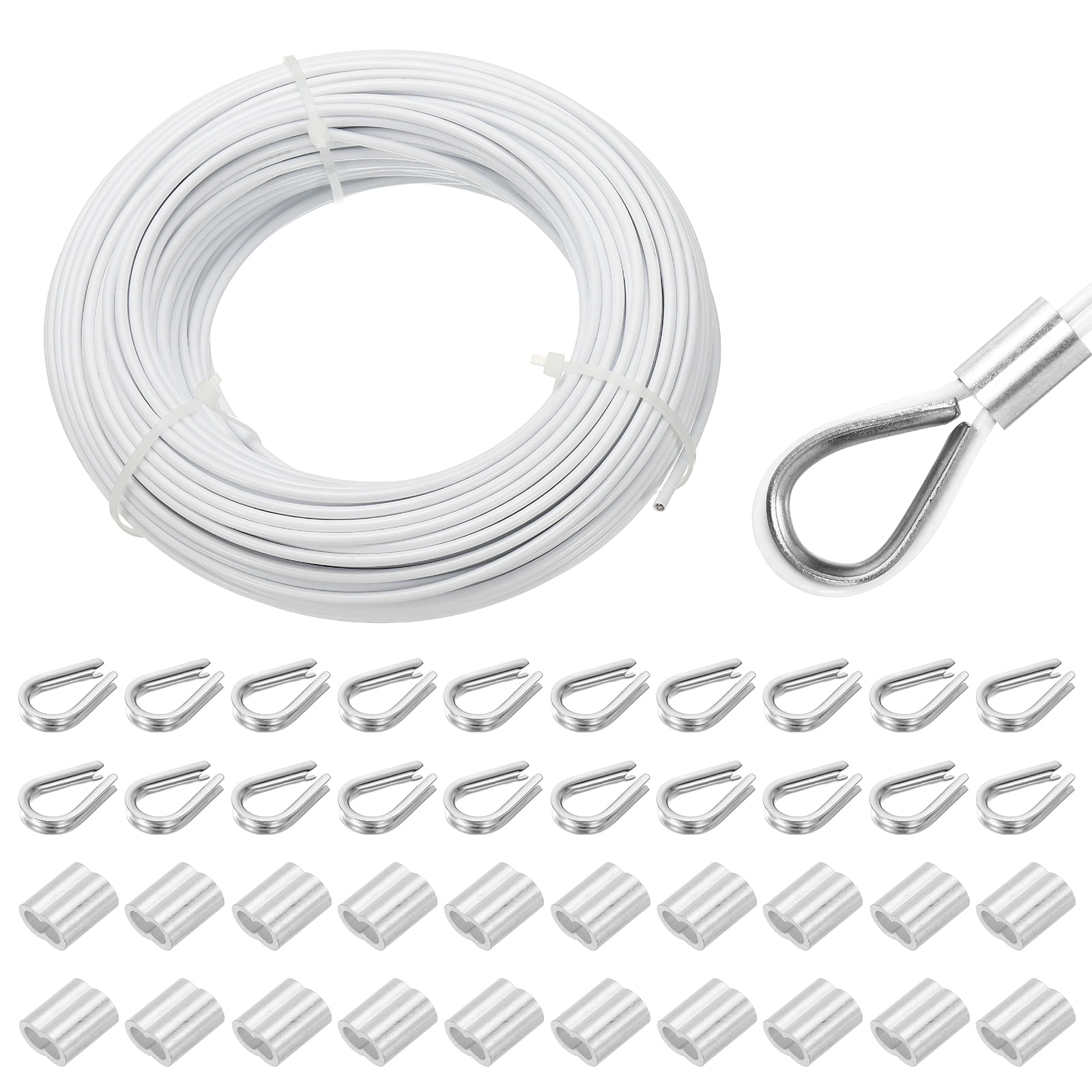 164Ft(50M) Wire Rope 304 Stainless Steel Cable 1/8"(3mm) Vinyl Coated ...