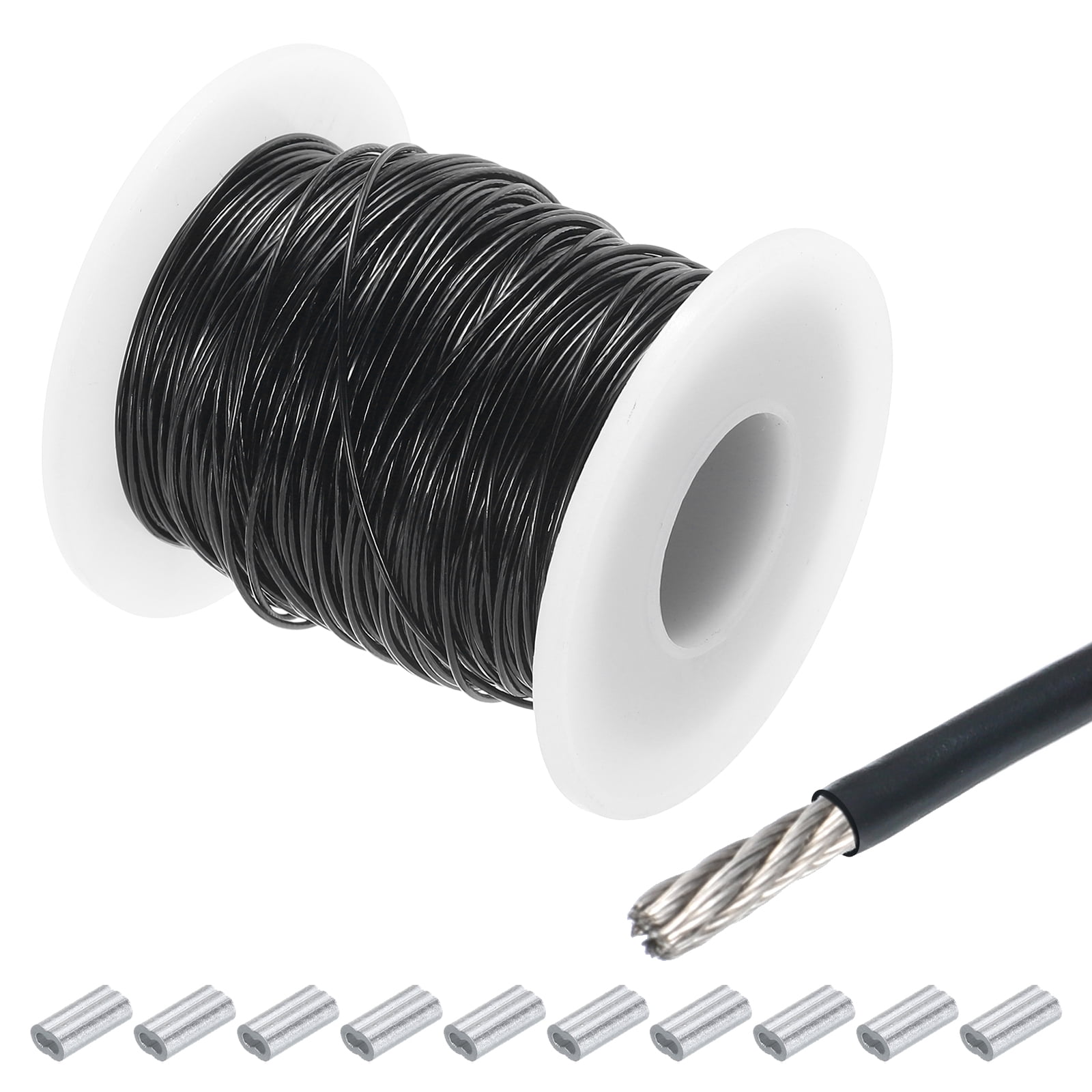164Ft(50M) Wire Rope 304 Stainless Steel Cable 3/64"(1mm) Vinyl Coated ...