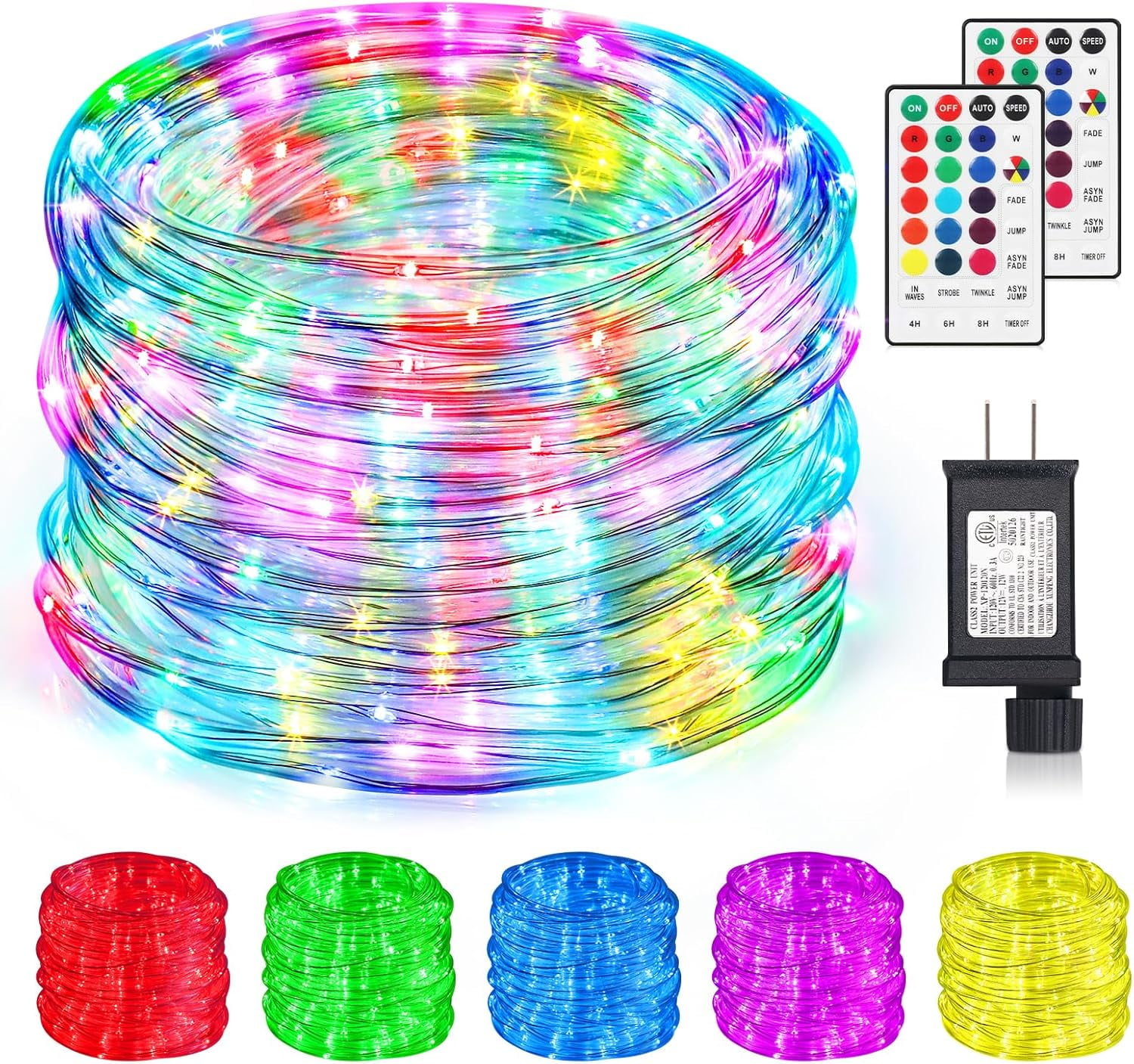 164Ft Rope Lights Outdoor, 16 Colors Outdoor String Light Plug in, 300 ...