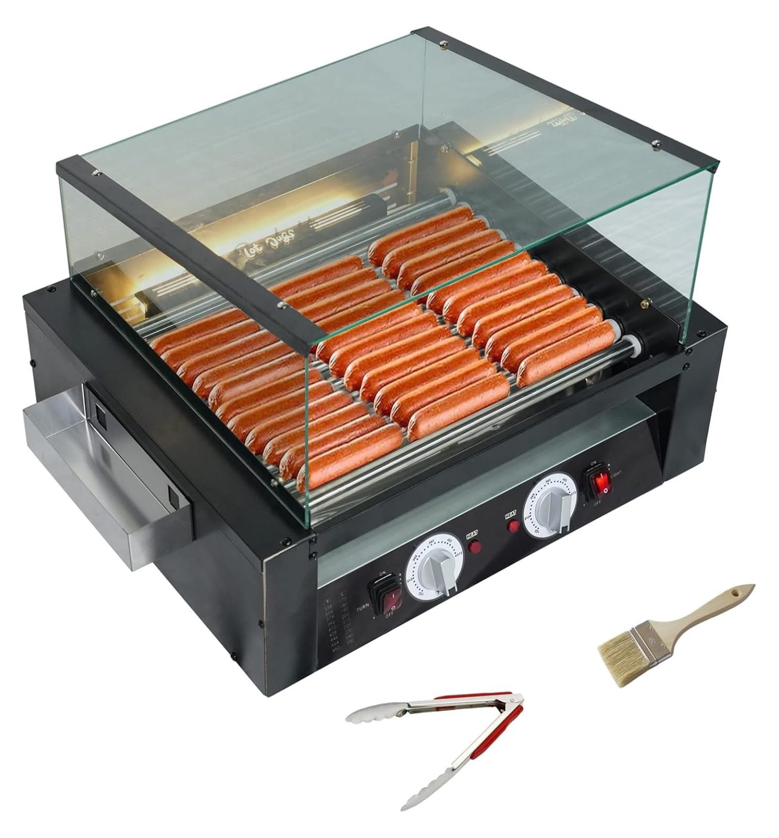 1650W Hot Dog , 11 Hot Dog Machine, 30 Hot Dogs Capacity, Dual Temp ...