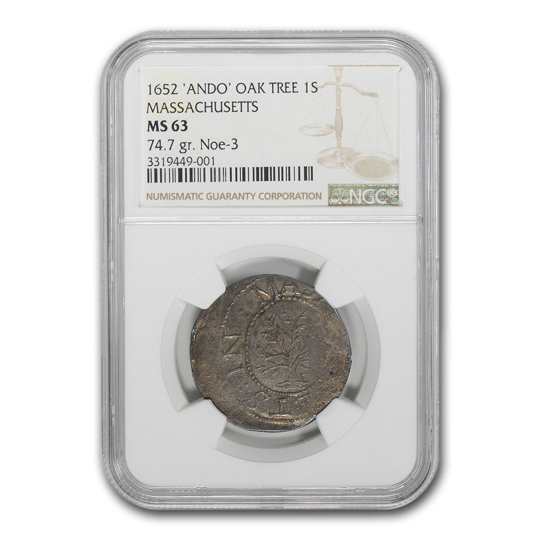 1652 Oak Tree Shilling ANDO Variety MS-63 NGC Noe-3 - Walmart.com