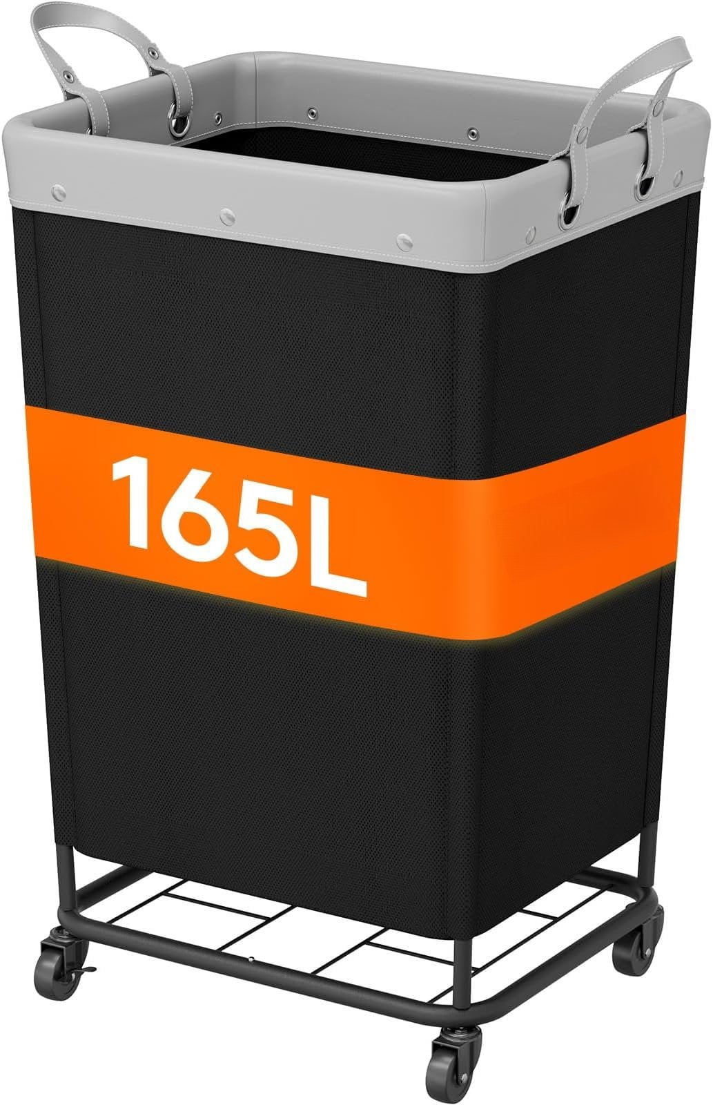165L Laundry Basket with Wheels, Large Commercial Rolling Laundry ...