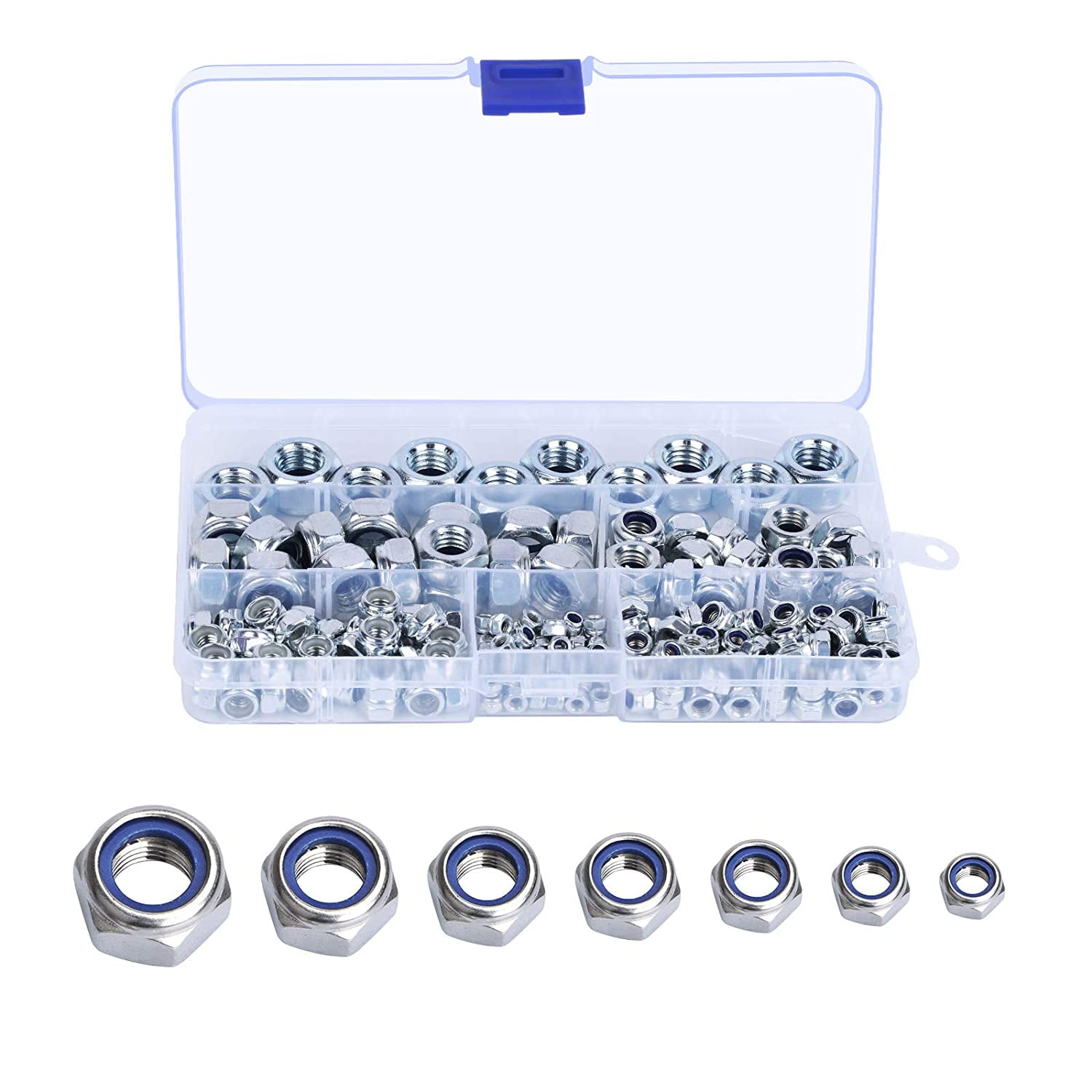 165Pcs 304 Stainless Steel Hexagon Locknut M3 M4 M5 M6 M8 M10 M12 for ...