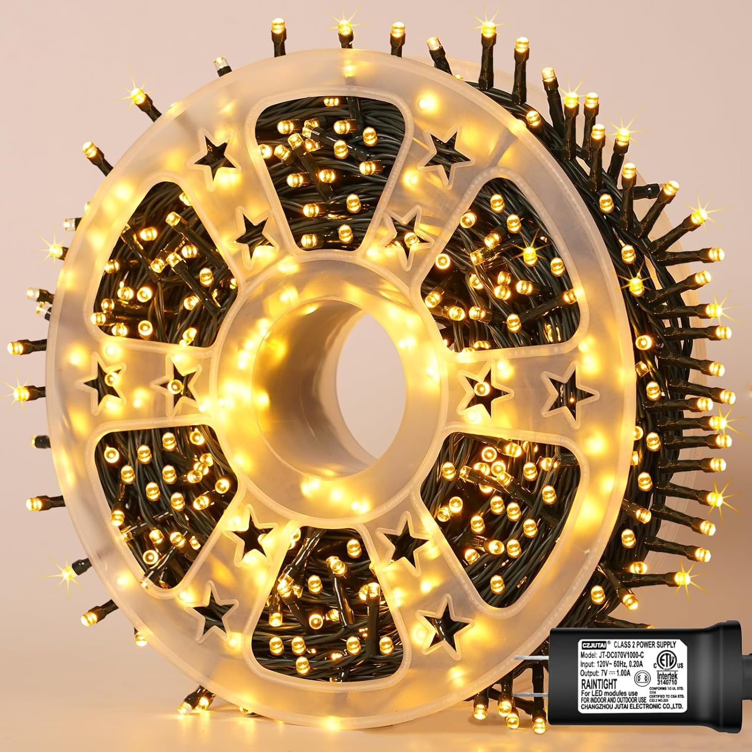 165ft 500 LED Christmas Lights Outdoor Waterproof, Warm White String ...