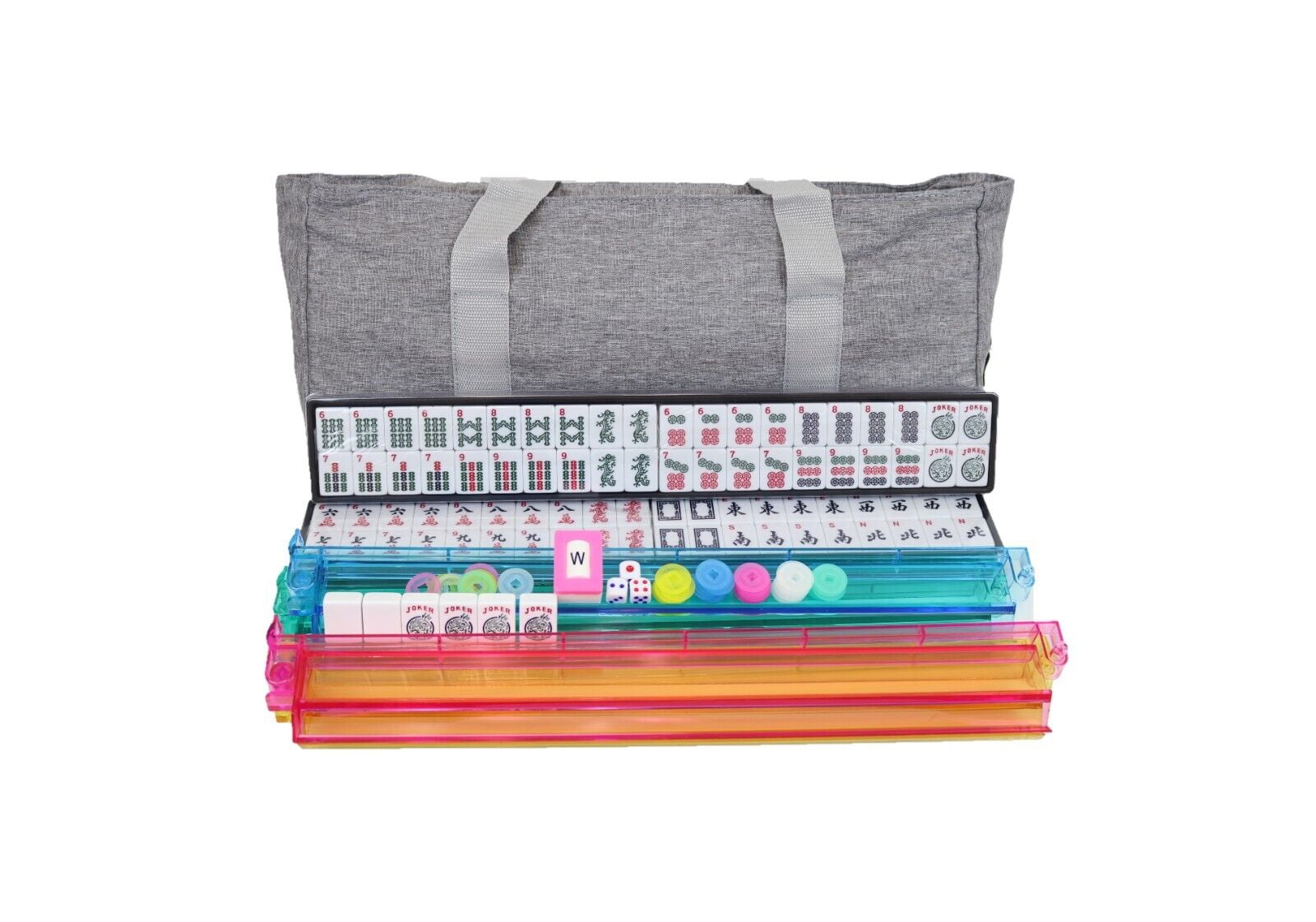 166 Tiles American Mahjong Set / 4 All in one Color Pushers/Racks Easy ...