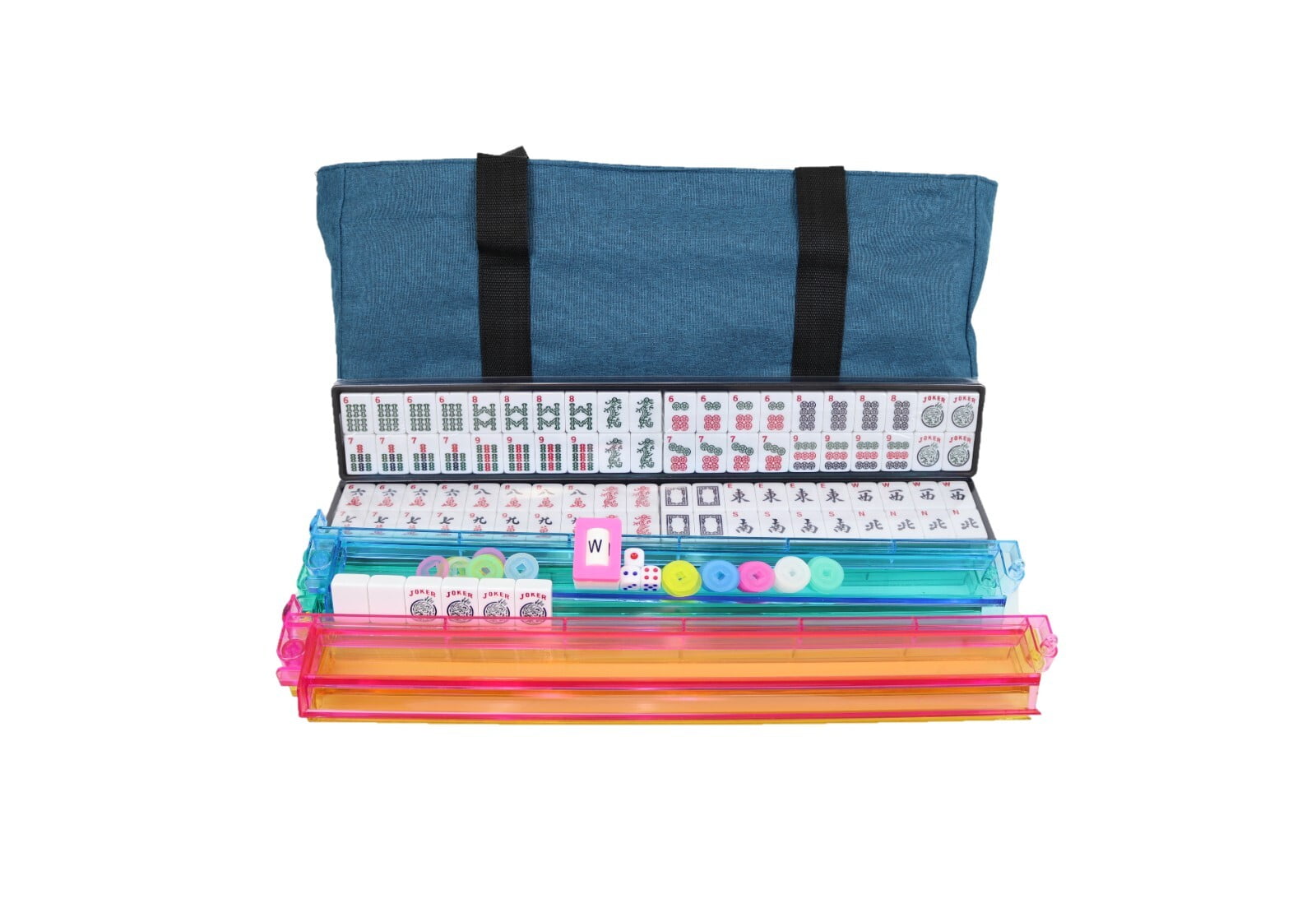 166 Tiles American Mahjong Set / 4 All in one Color Pushers/Racks Easy ...