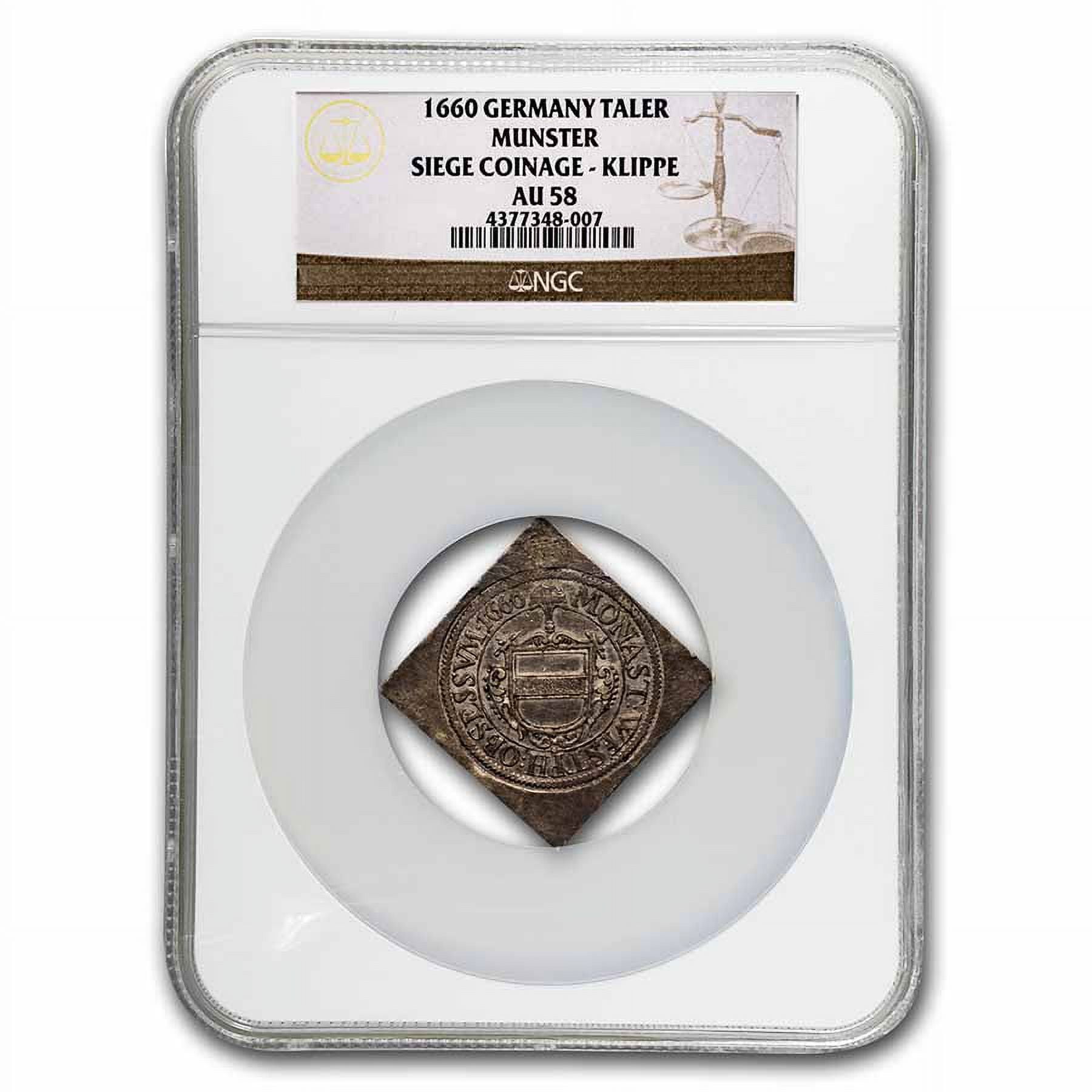 1660 German States Munster Siege Coinage Silver Klippe AU-58 NGC ...