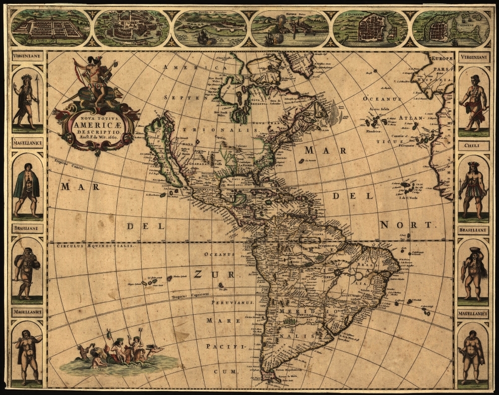 1660 Map Of The Western Hemisphere History (36 x 24) - Walmart.com