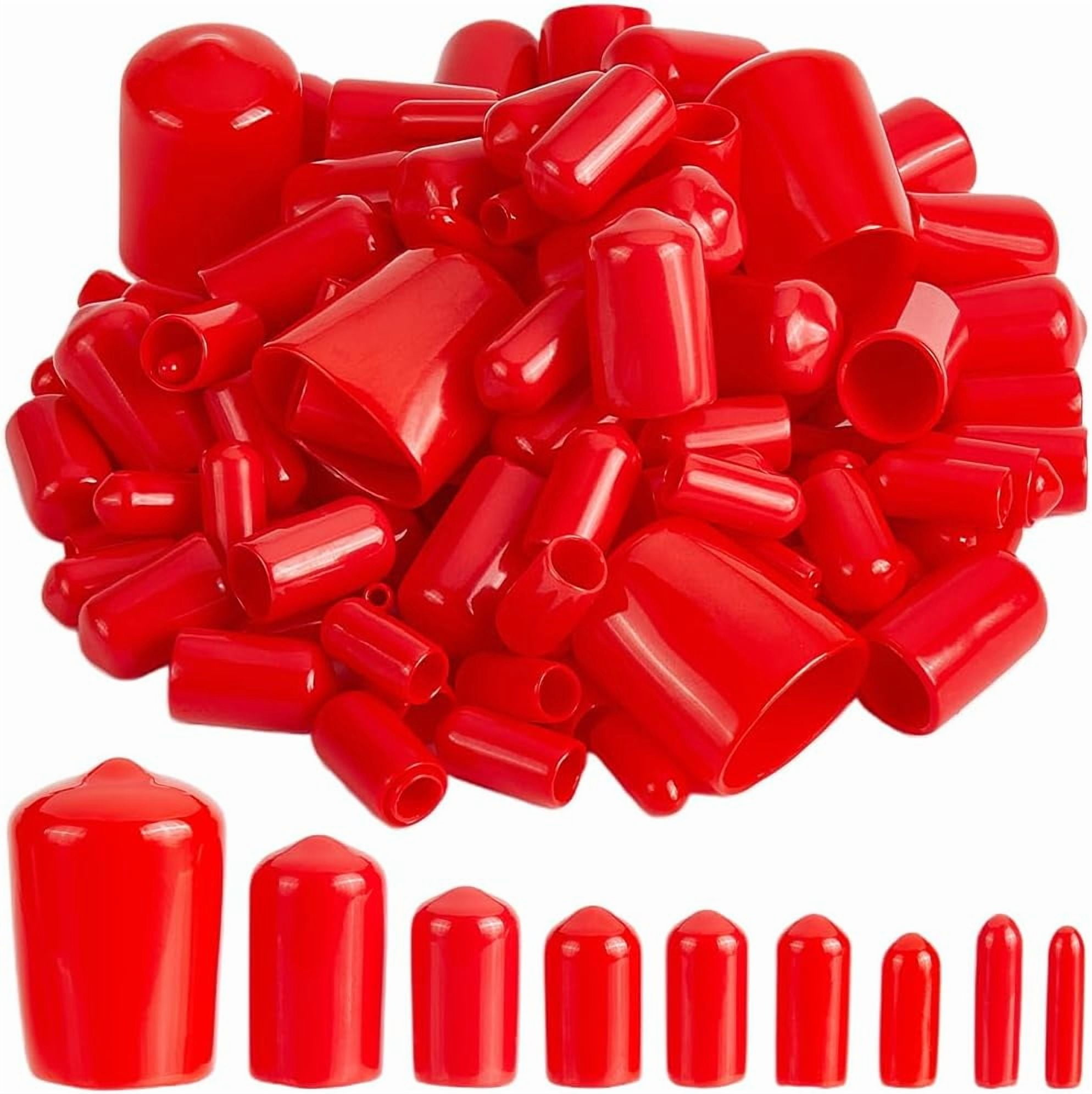166Pcs 9 Sizes Red High Temp Silicone Rubber Protective End Cap Kit for ...
