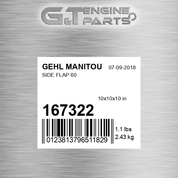 167322 SIDE FLAP 60 fits Gehl Manitou (New OEM) - Walmart.com
