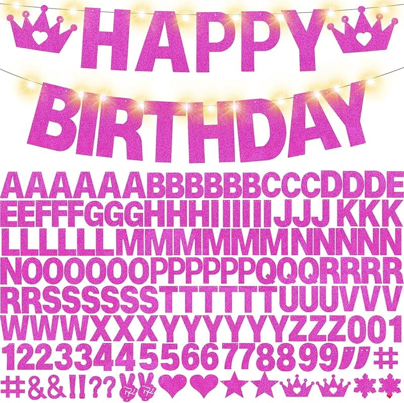 167Pcs DIY Glitter Customizable Banner Kit Custom Banner Happy Birthday ...