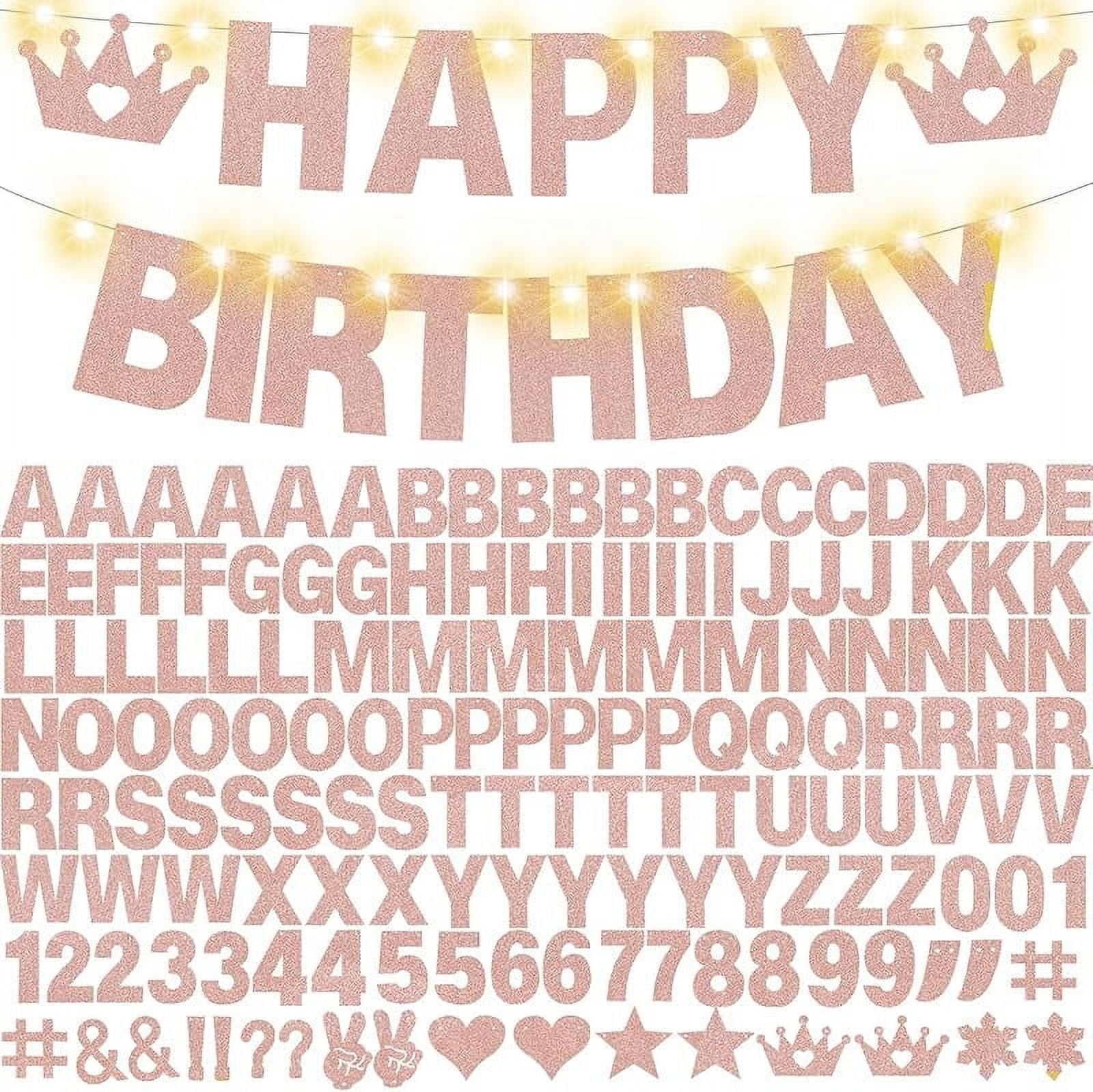 167Pcs DIY Glitter Customizable Banner Kit Custom Banner Happy Birthday ...