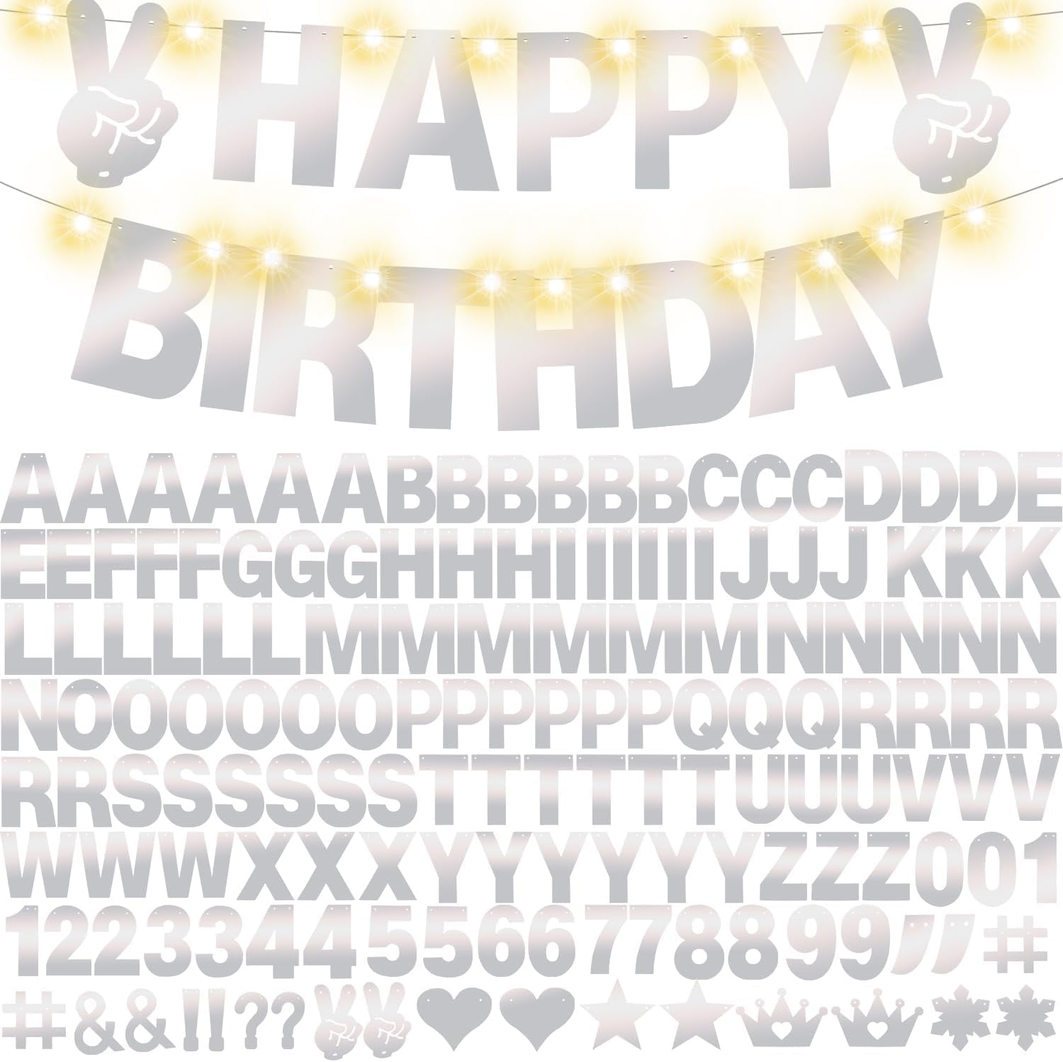 167Pcs DIY Glitter Customizable Banner Kit Happy Birthday Letters ...