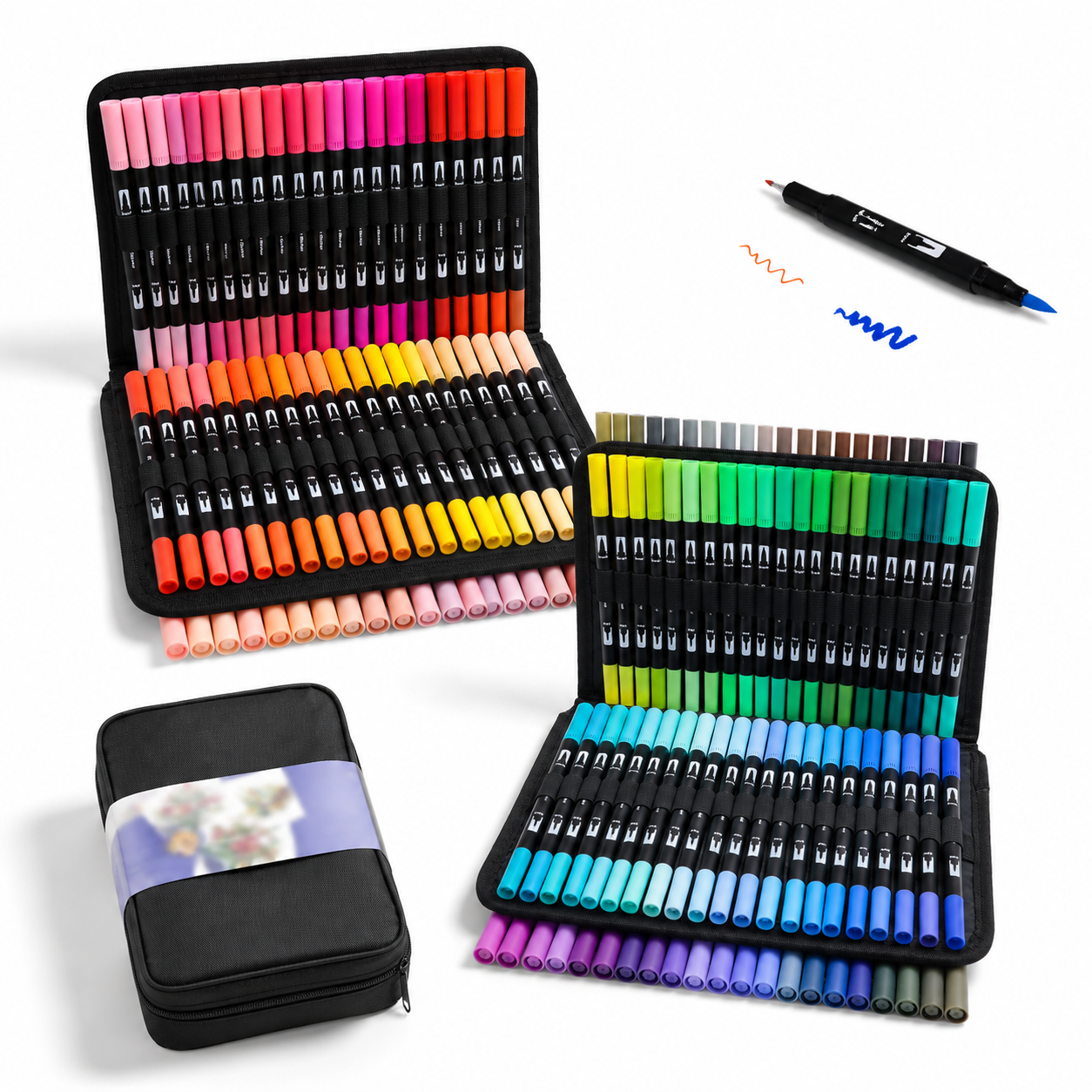 168 Colors Dual Tip Markers For Adult Coloring Books With Bag - Walmart.com