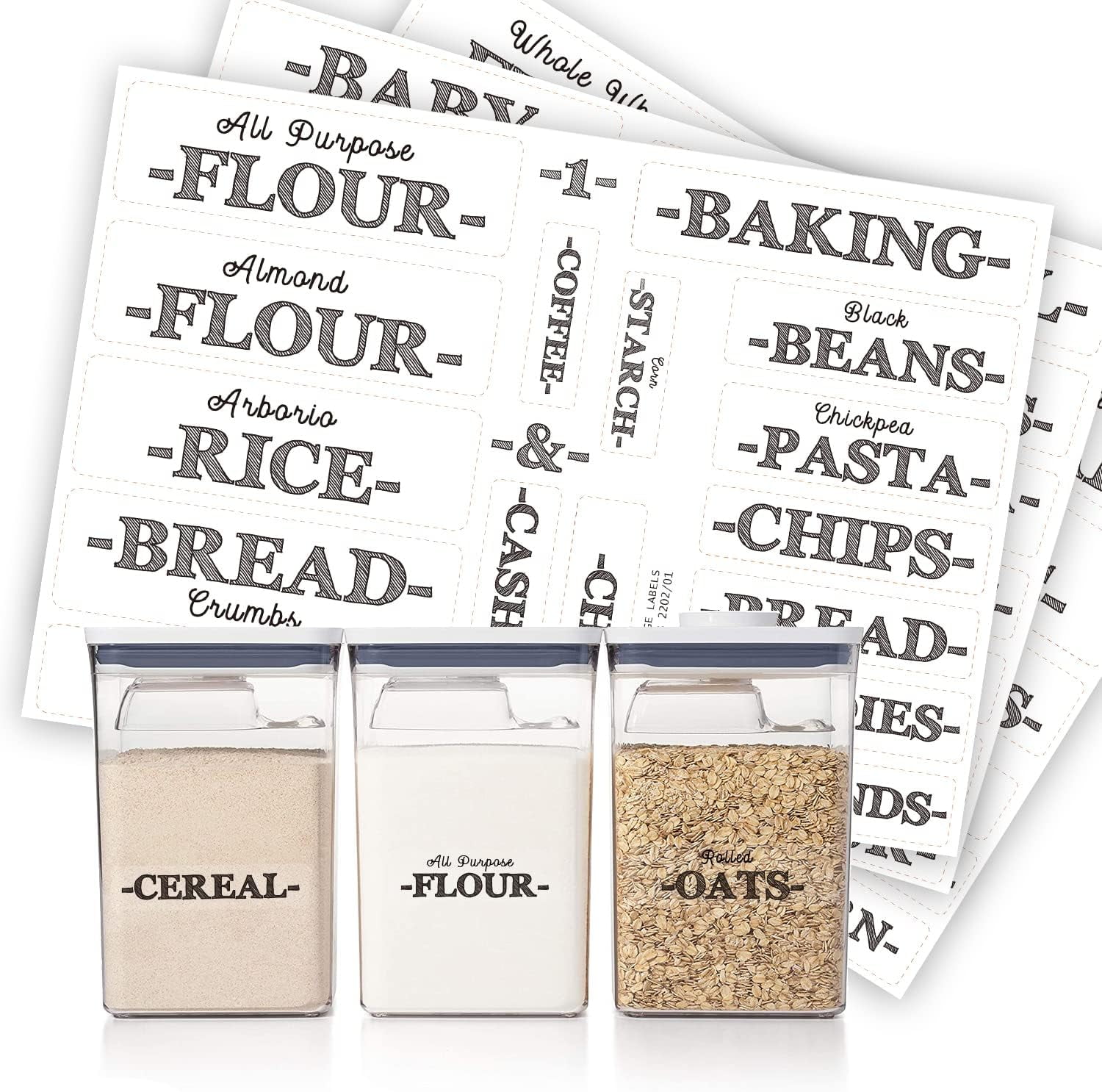 168 Food Storage Labels for Pantry Containers, Prefdo Modern Farmhouse ...