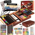 168 Pack Wooden Art Set, Deluxe Painting Drawing Kit, 3 Coloring Books ...