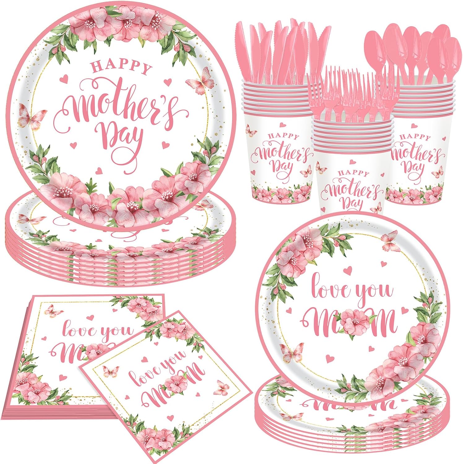 168 Pcs Happy Mother's Day Party Supplies, Mothers Day Plates and ...