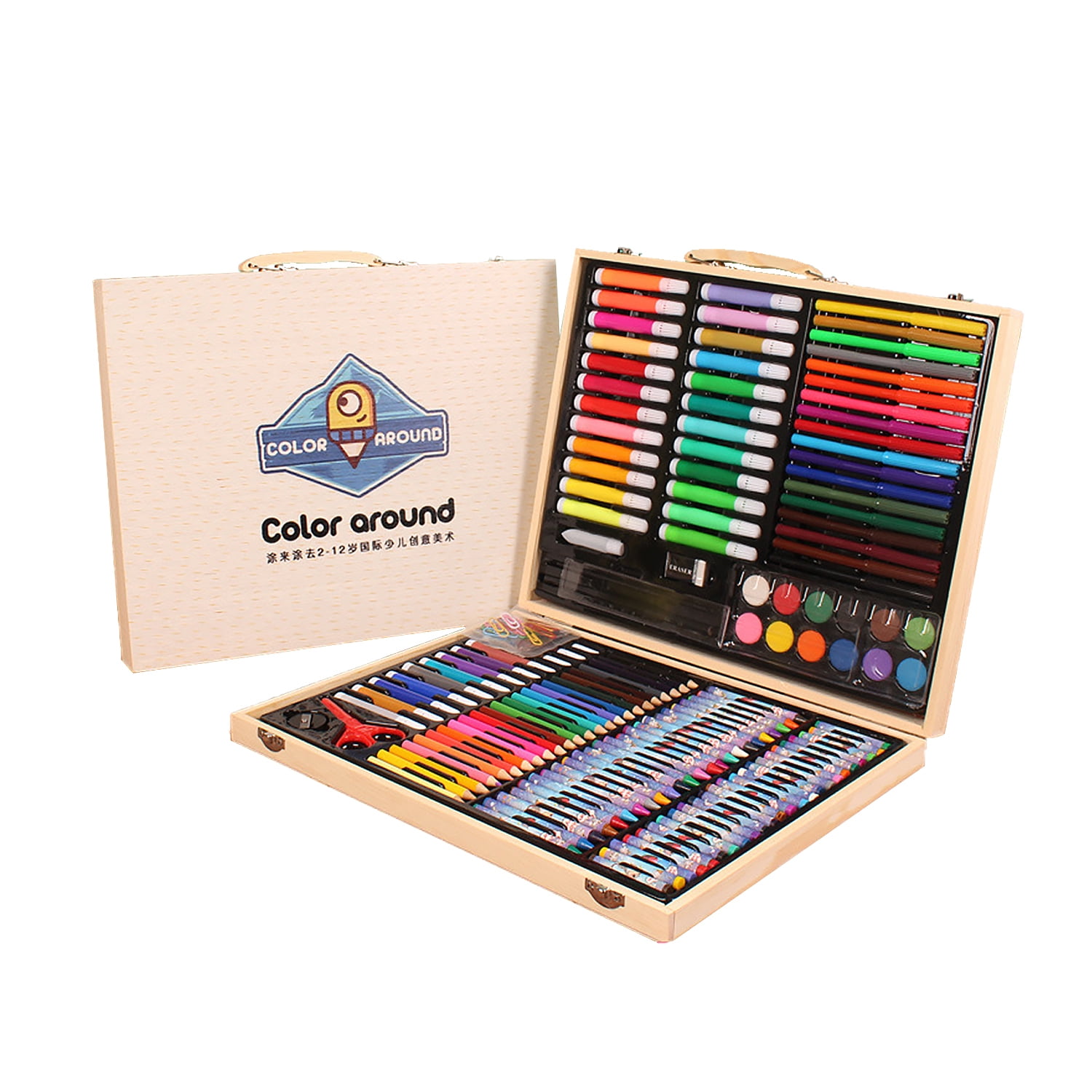 168 Piece Art Set with Wood Case, Painting Supplies, Art Kit Includes ...