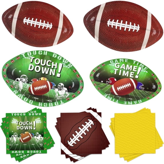 168-Piece Football Party Tableware Set - Serves 48 Guests, Includes ...