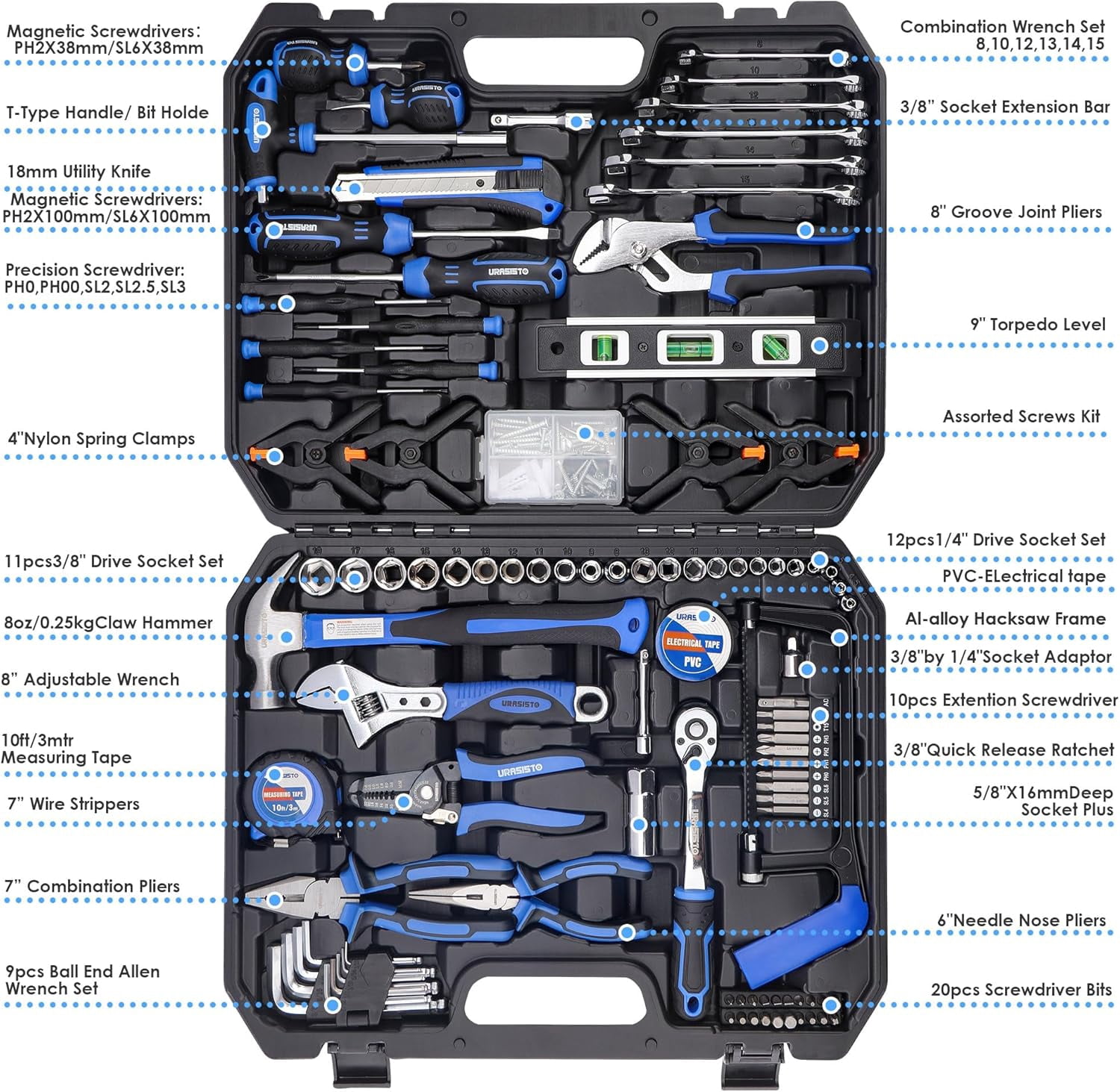 168-Piece Socket Wrench Auto Repair Tool Combination Package Mixed Tool ...
