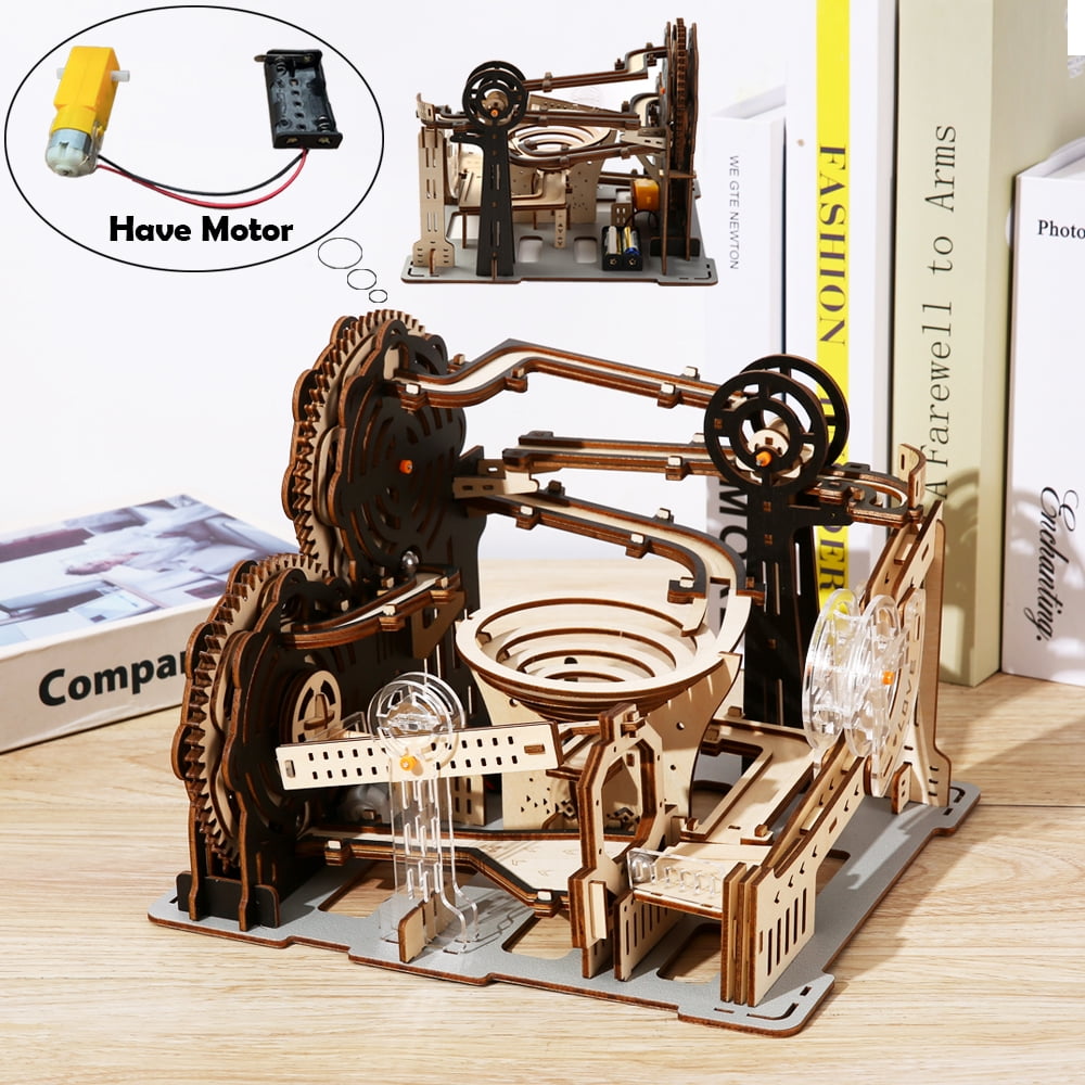 168pc 3D Wooden Puzzle, Electromechanical Track Rolling Marble Model ...