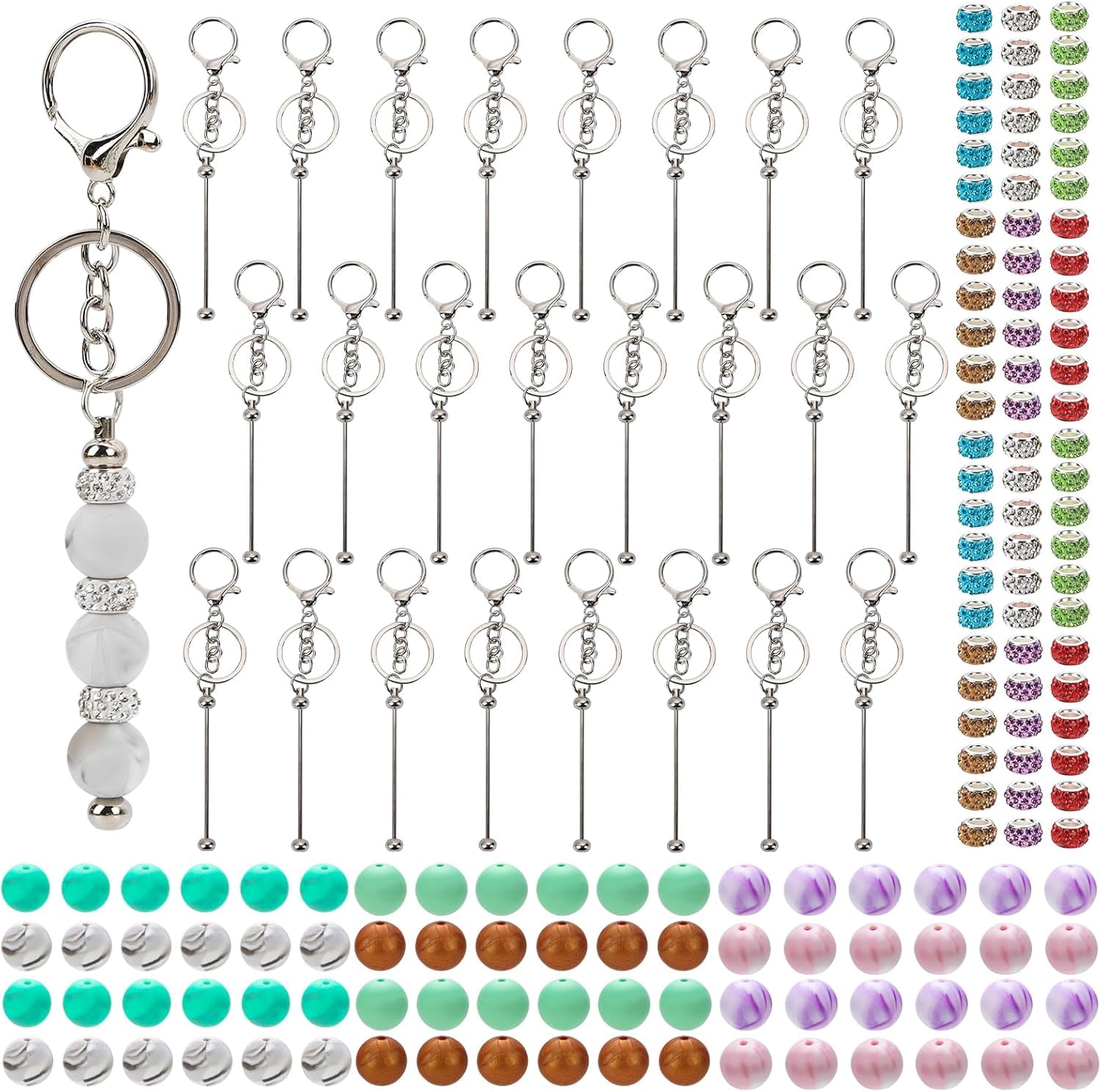 168 count Beadable Keychains Kit, Keychains for Making Accessories with ...