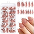 168 count Tip Press Nails Medium Almond Nails Brown False Tip Nails ...