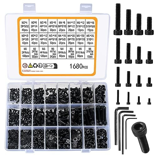1680 Pcs M2 M3 M4 M5 Metric Hex Bolts and Nuts and Washers Set, Hex ...