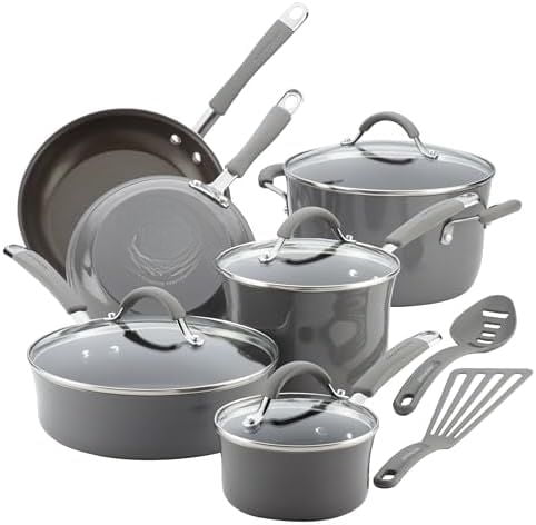 - 16802 Cucina Nonstick Cookware Pots and Pans Set, 12 Piece, Sea Salt ...
