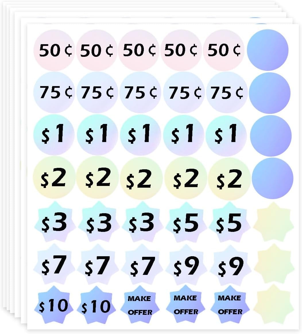 1680pcs Garage Sale Stickers,3/4" Small Yard Sale Stickers,Gradient ...