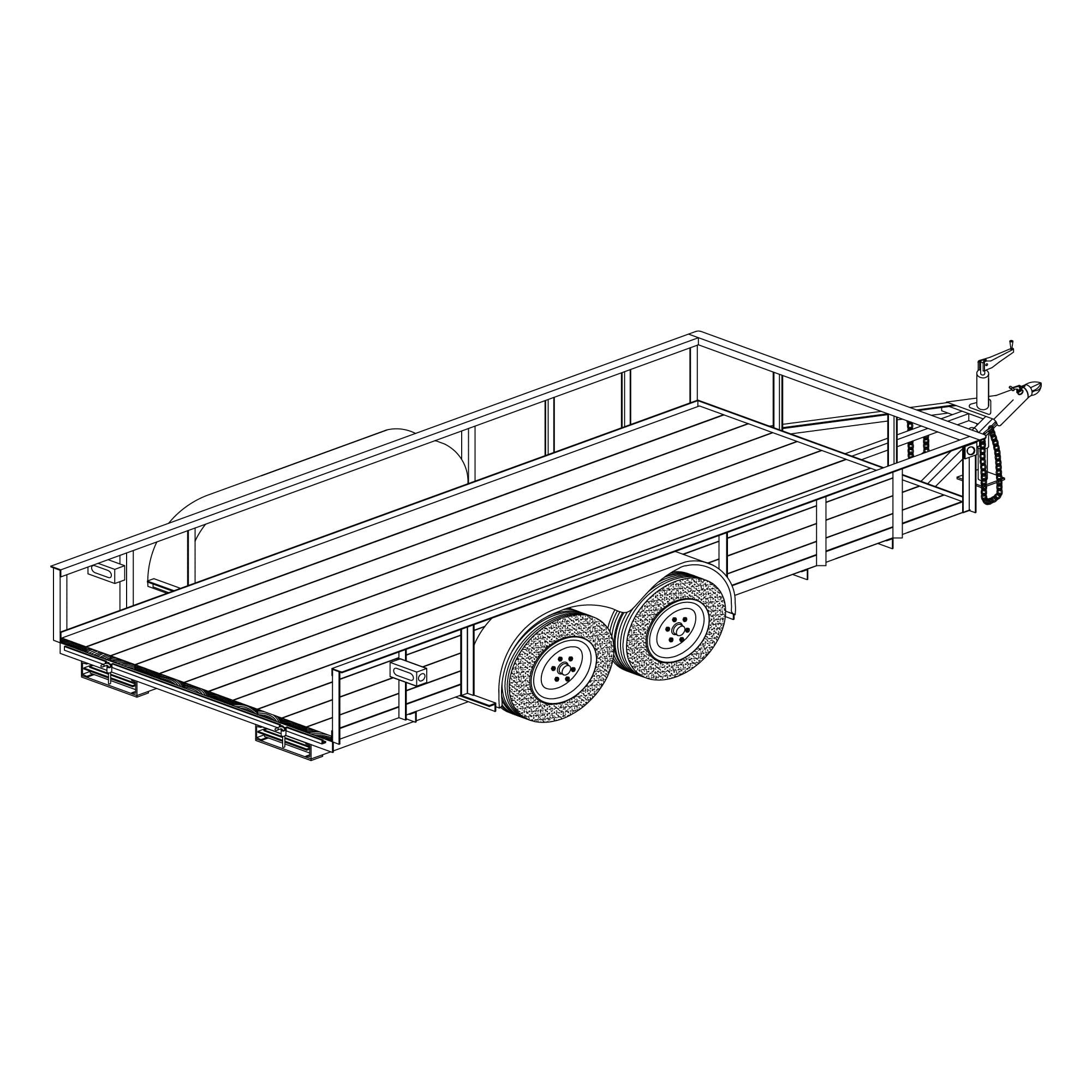 1682BLB - 16' x 82" Tandem Axle 14K Utility Lowboy Trailer DIY Master ...
