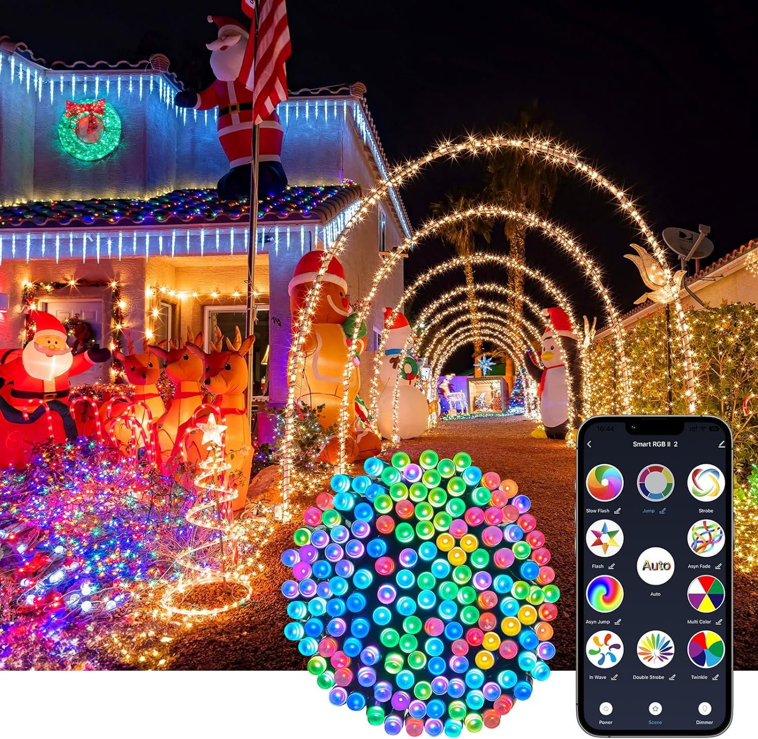 168Ft Smart Christmas String Lights, 600 LEDs Twinkle Christmas Tree ...