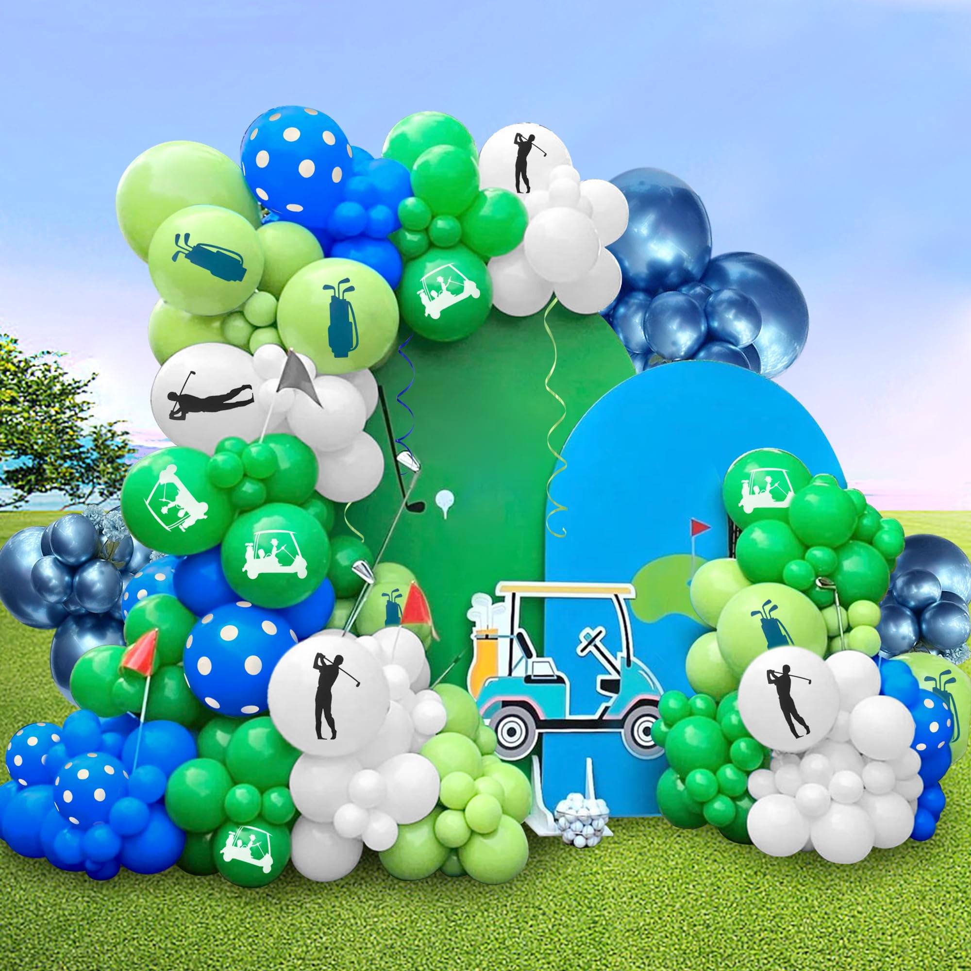 168PCS Golf Balloon Garland Arch Kit Blue and Green Balloon for Golf ...