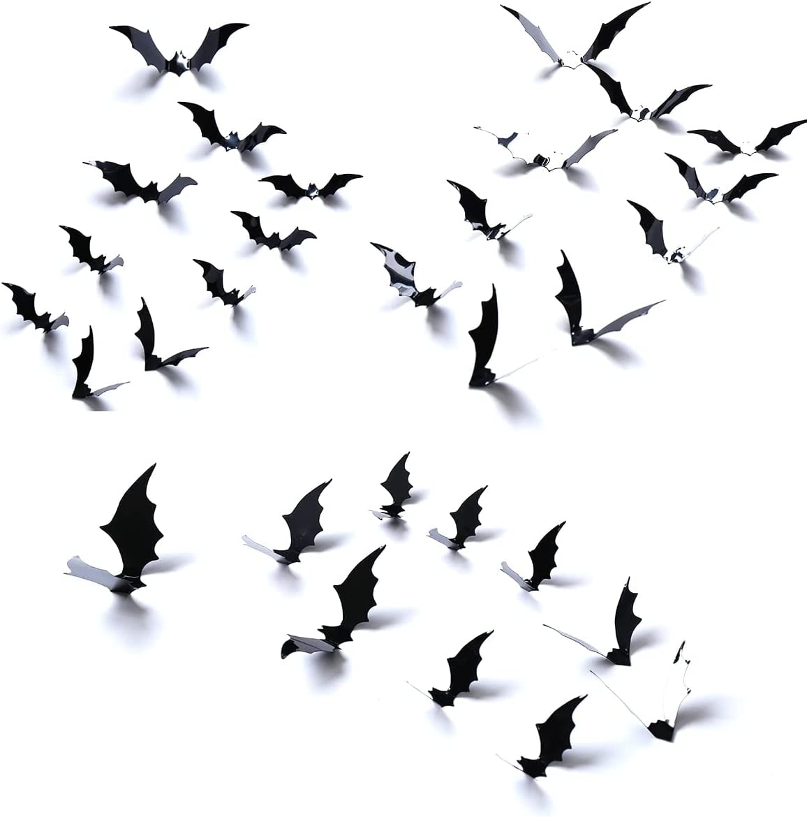 168PCS Halloween 3D Bats Decoration, 4 Different Sizes Realistic PVC ...